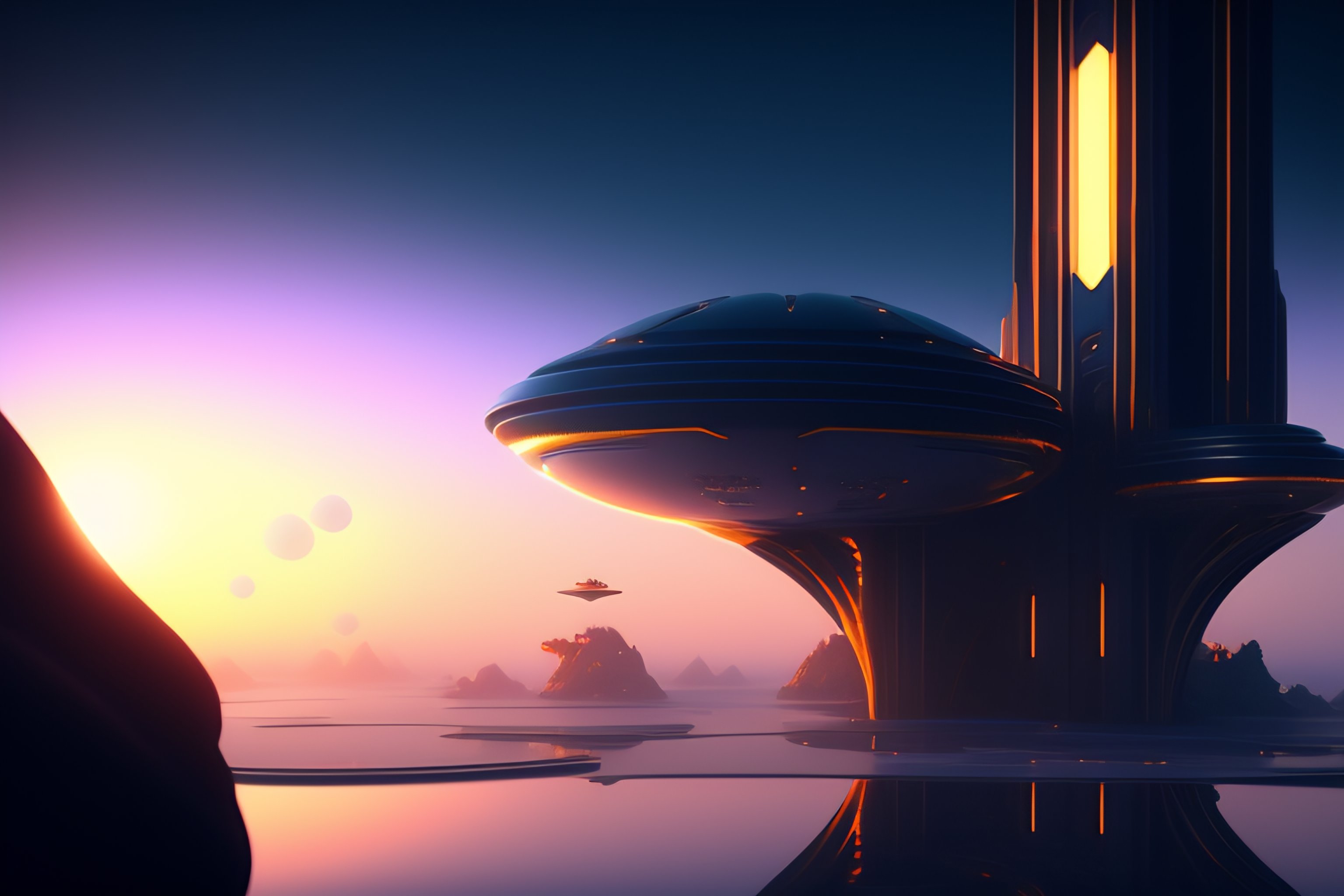 Lexica - Highly detailed futuristic fantasy architecture , spaceship ...