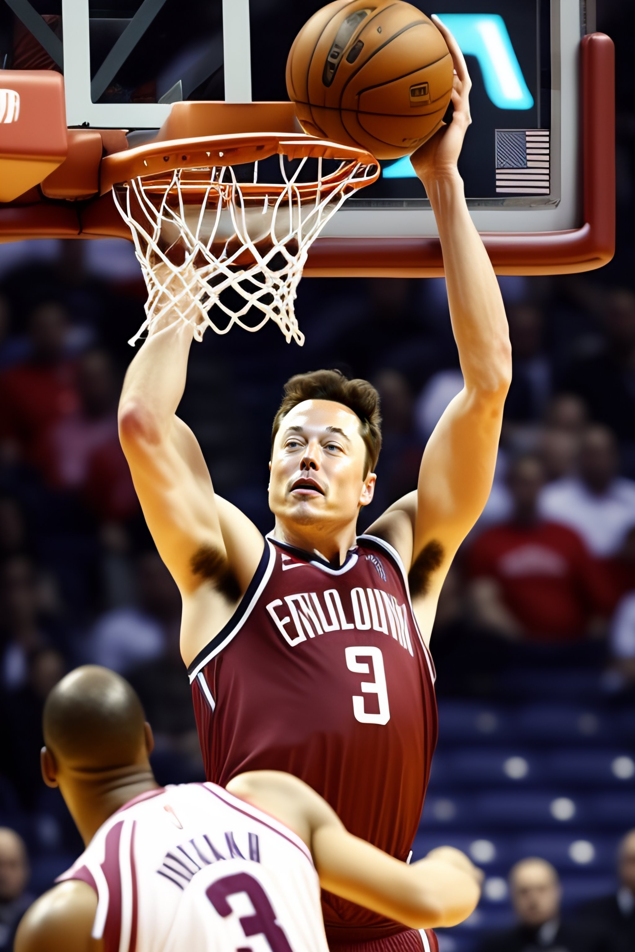 Lexica - Elon musk dunking a basketball
