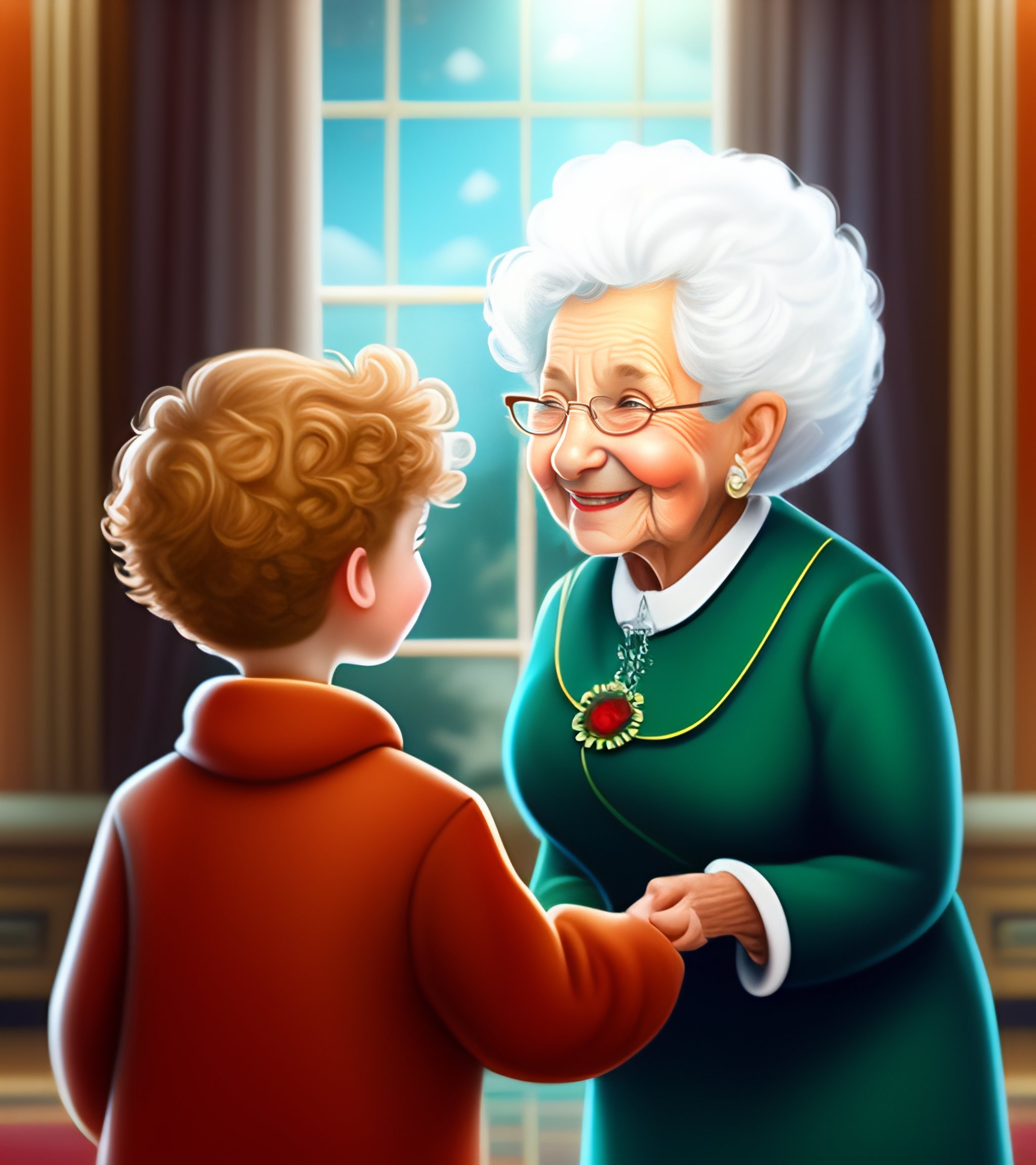 Lexica - Cartoon Caucasian grandmother, short white hair, saying thank ...