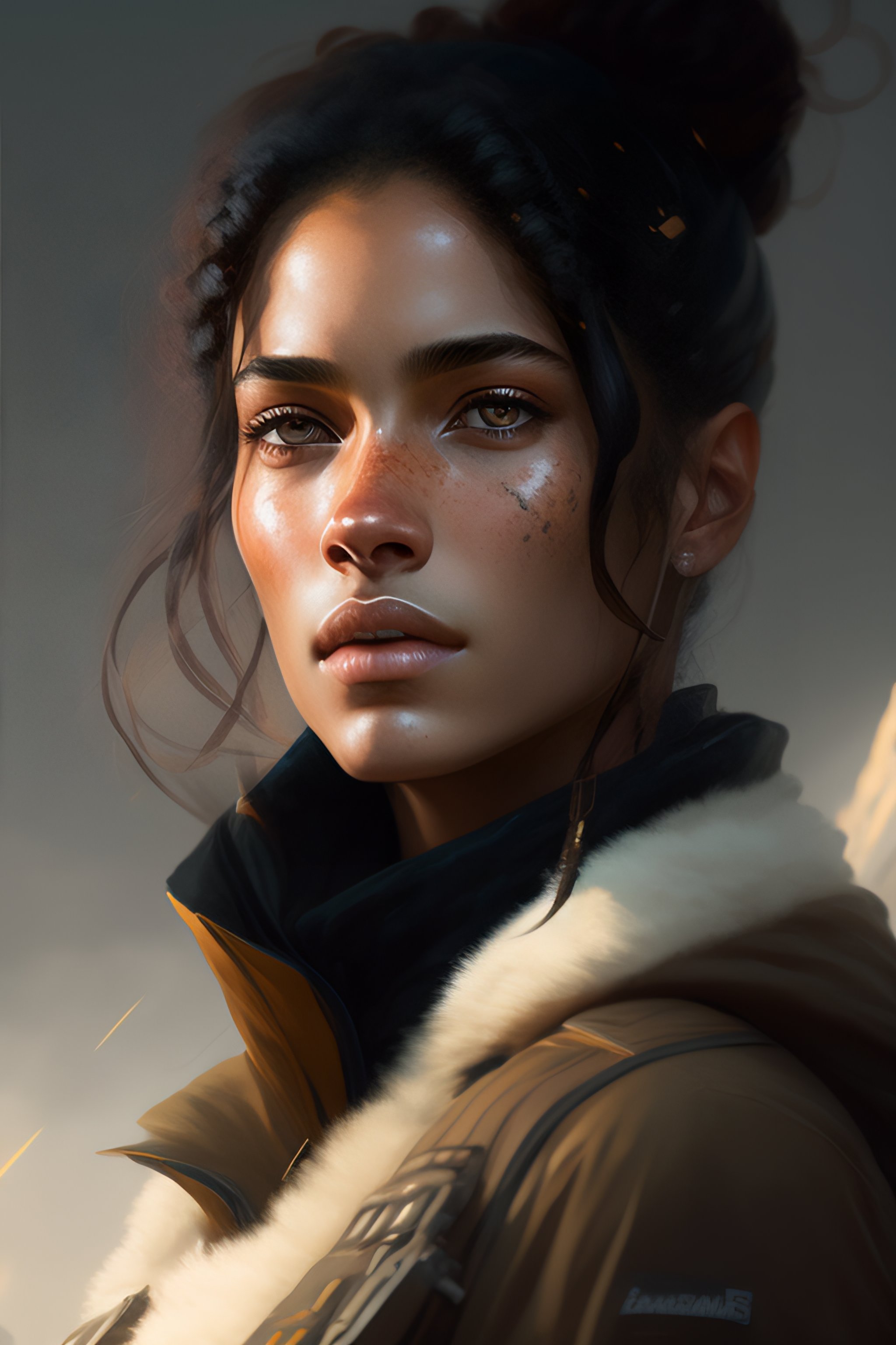 Lexica - Detailed portrait of a young female who survived in the post ...