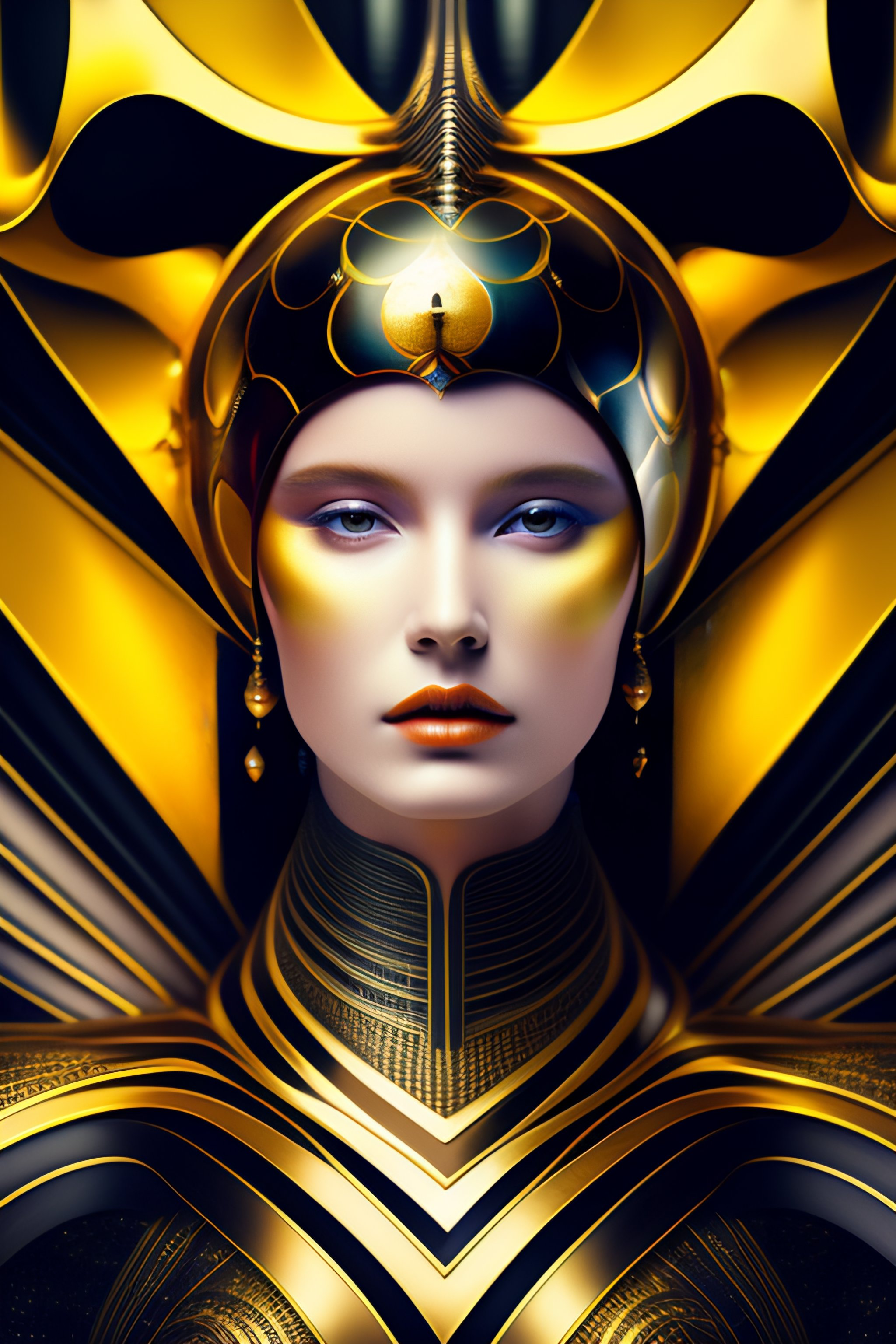 Lexica - Young female face, vertical and horizontal lines, geometric ...