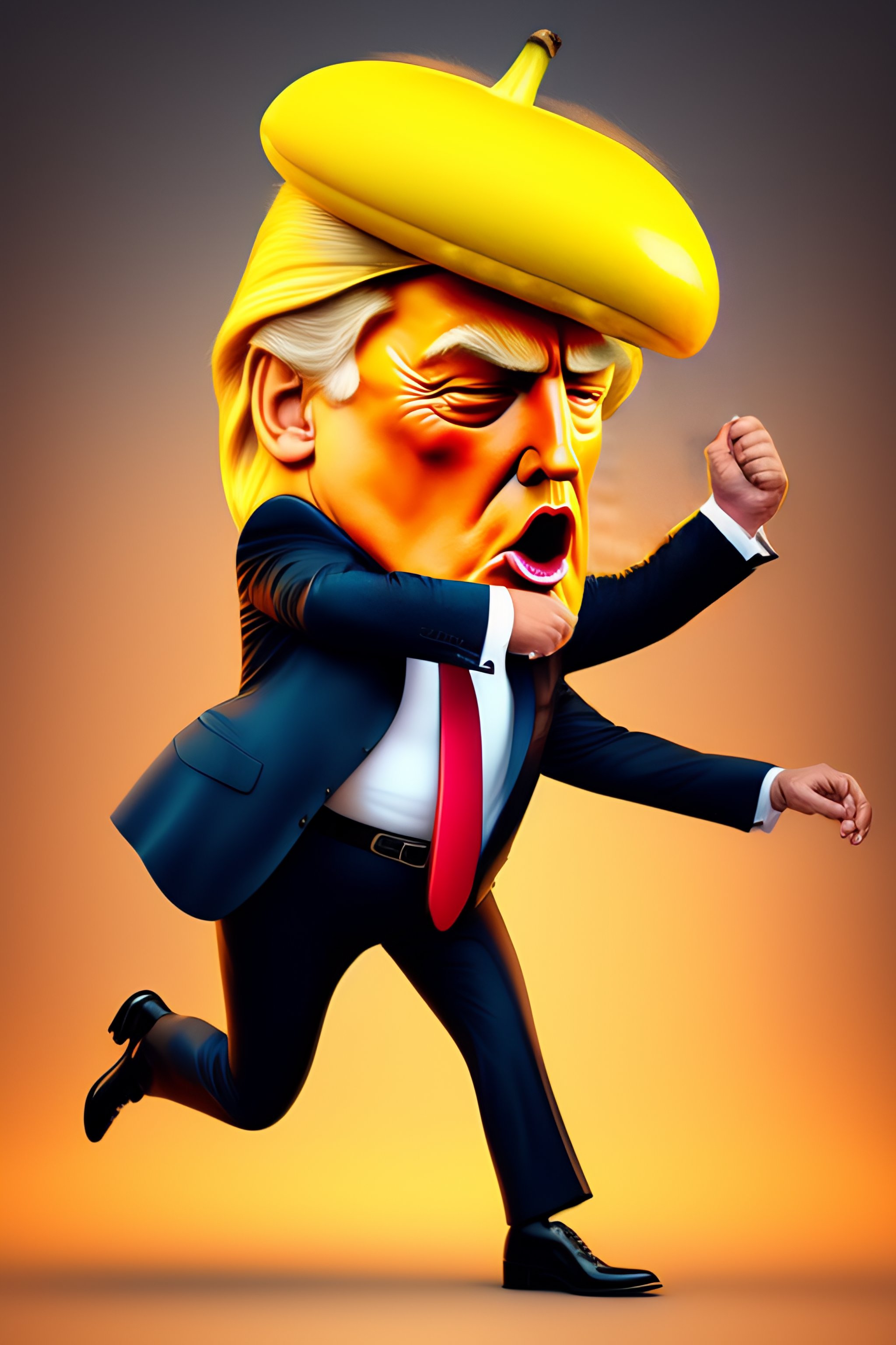 Lexica - Pixar style dreamlike, Donald Trump Fighting a banana