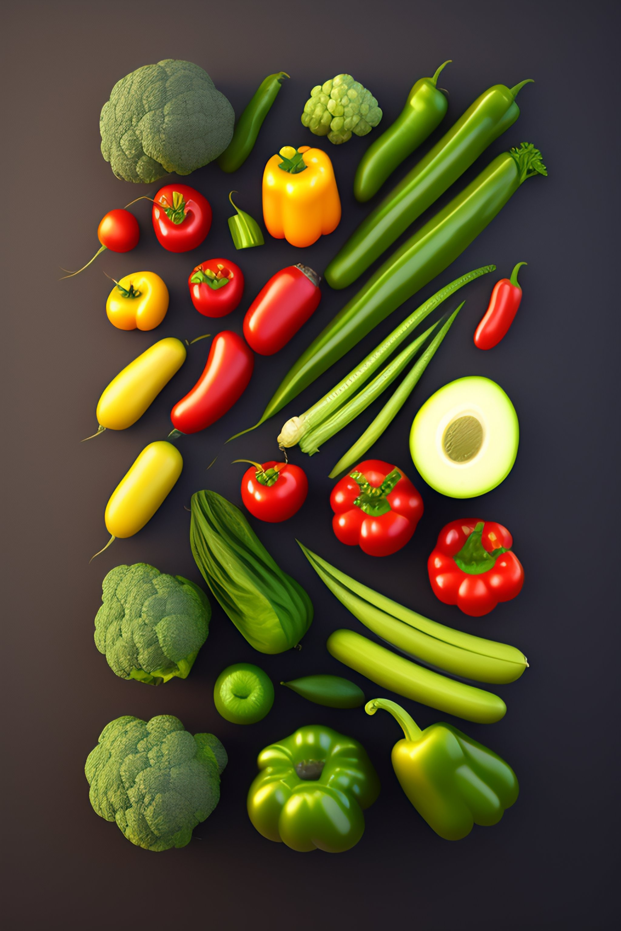 Lexica - Vegetables, game asset, top down, centered, plain background