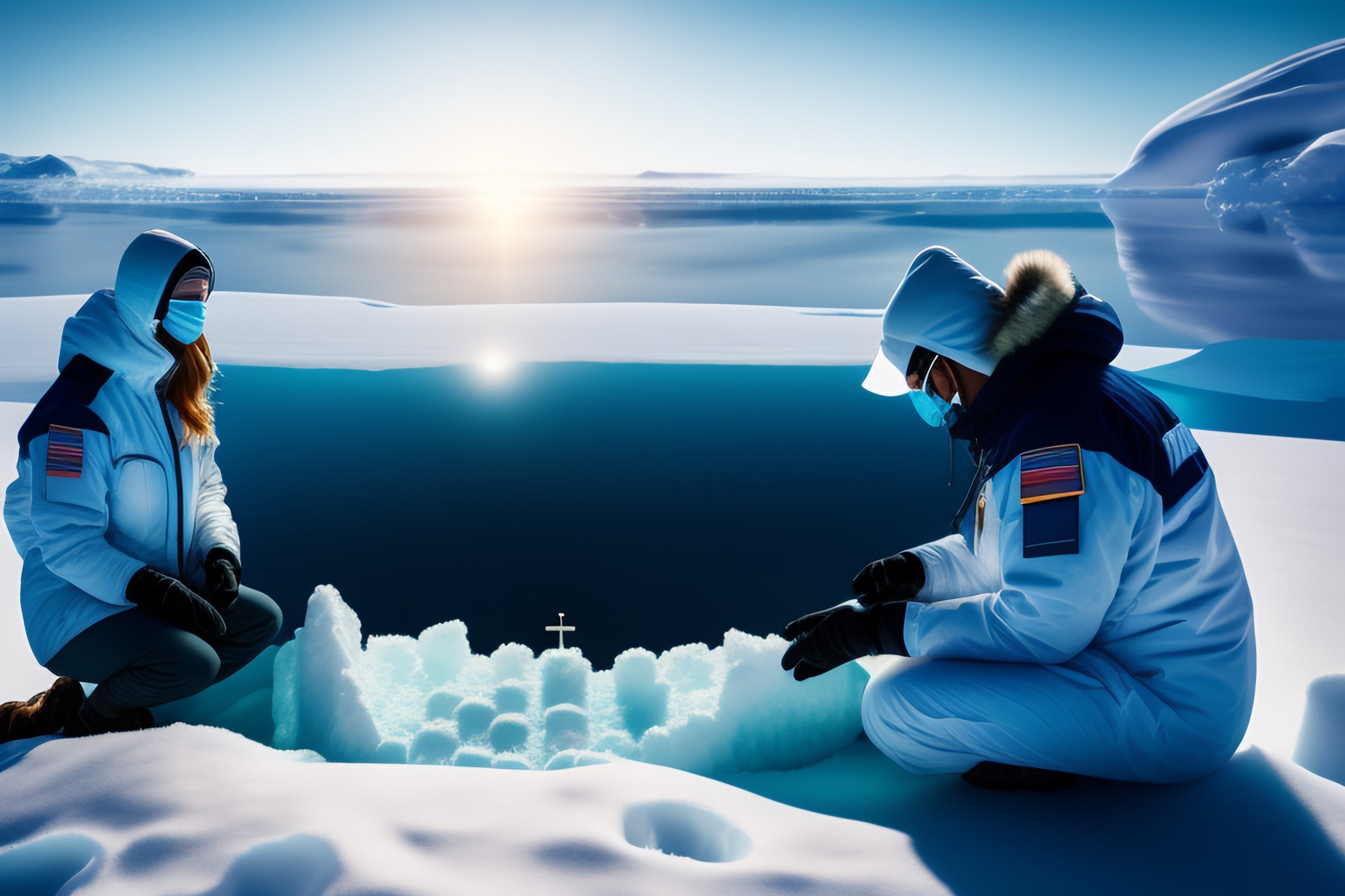 Lexica - Cinematic scene of scientists in the future in the arctic ...