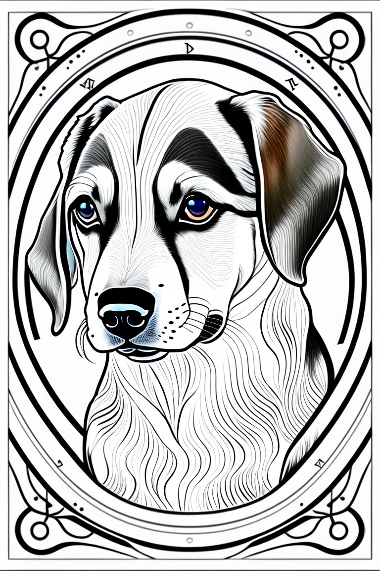 Lexica - Coloring page for adult, bold lines, dark lines, mandala puppy ...