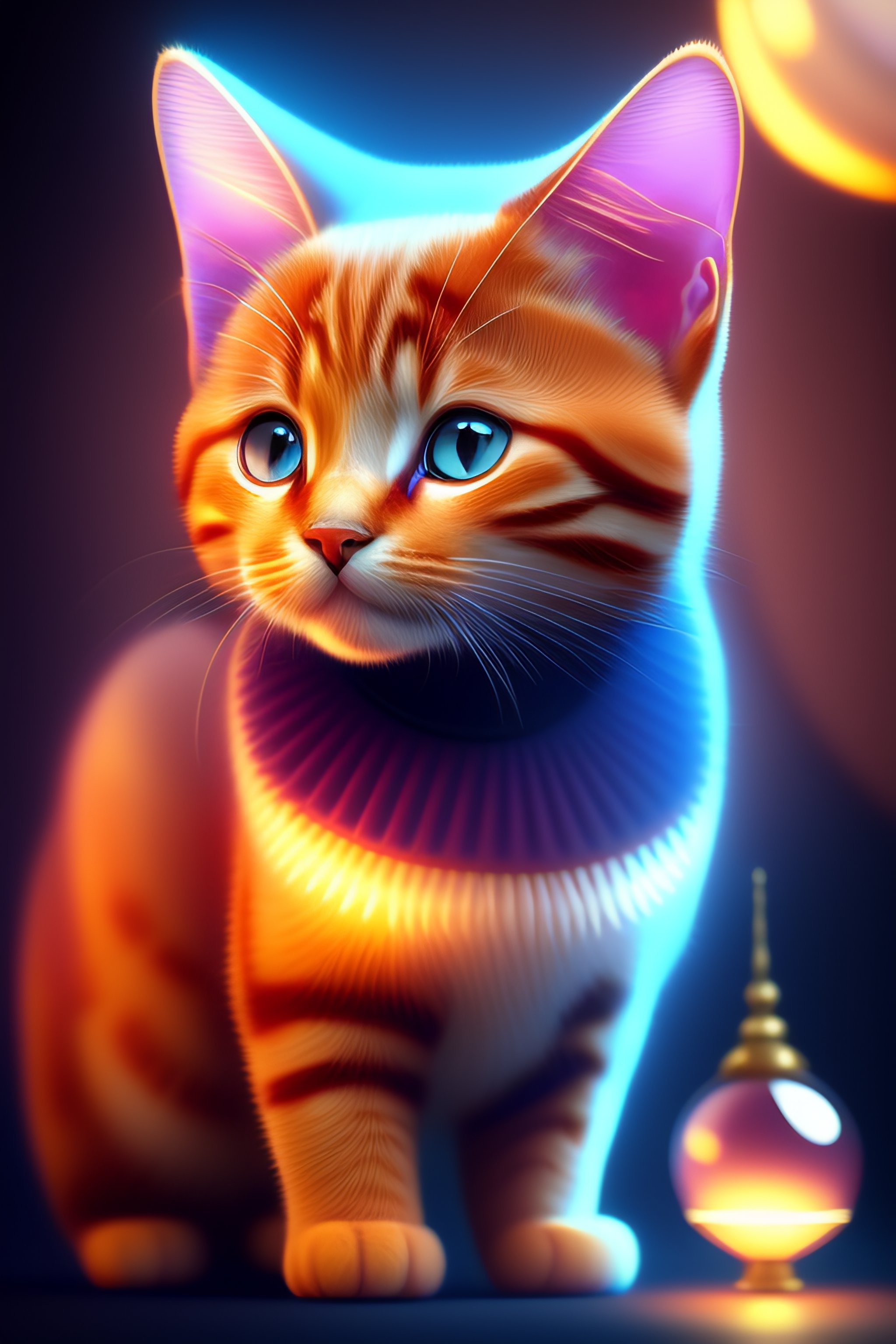 Lexica - A cute adorable baby ginger cat made of crystal ball with low ...