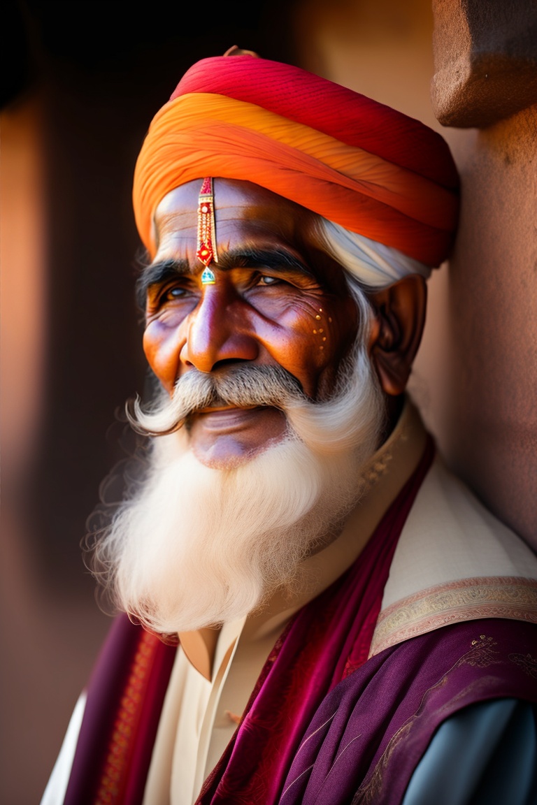Lexica - Indian village man, story teller, old age, great beard ...