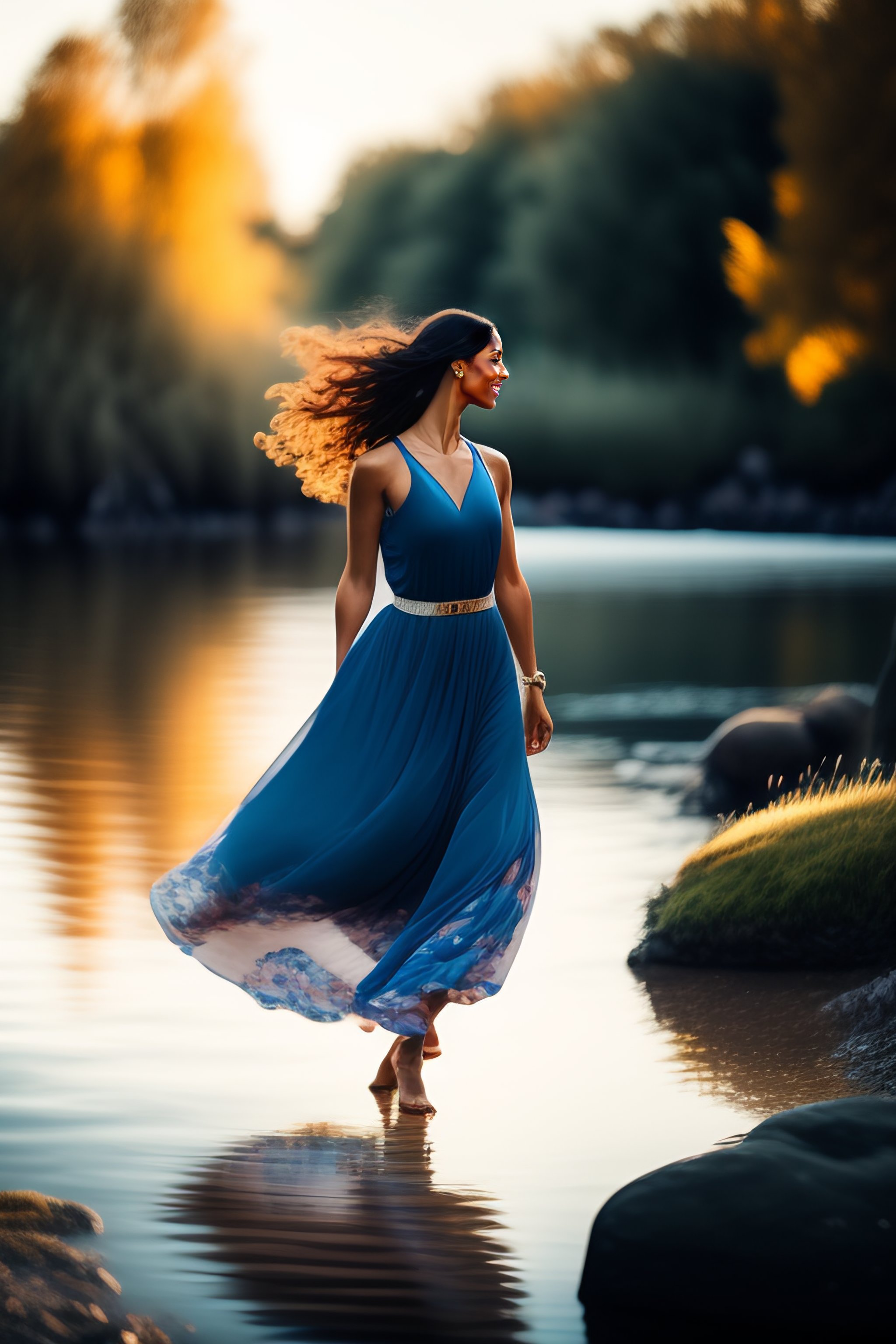 Lexica - A woman dancing by the river
