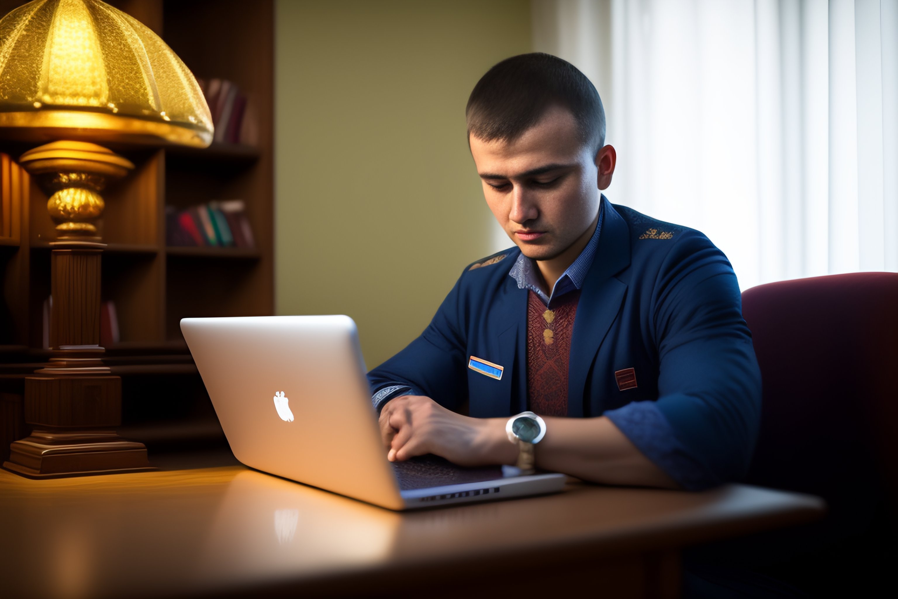 Lexica - Programmer from belarus in Vyshyvanka is working on his laptop