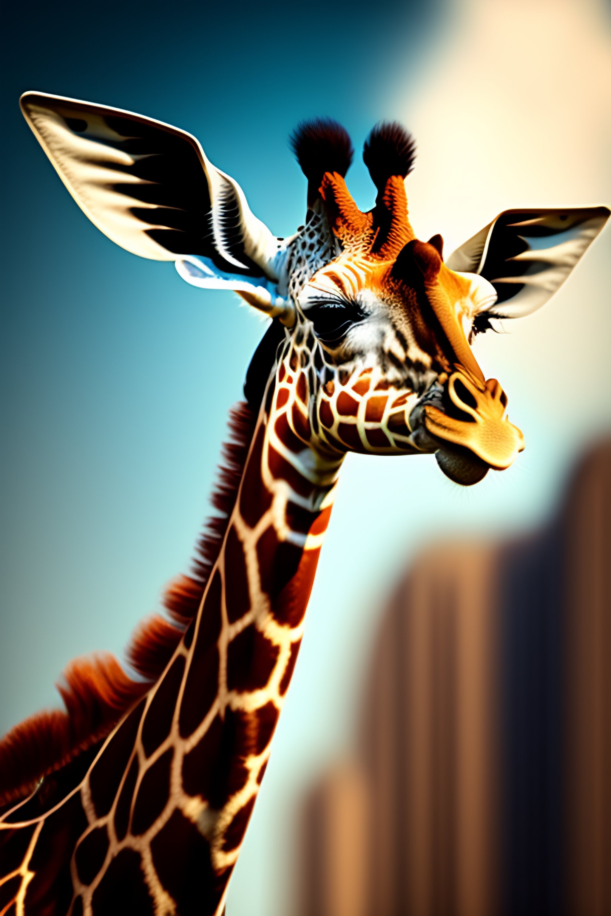Lexica - Giraffe with wings, cyberpunk full shot