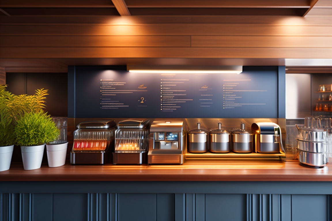 Lexica - A counter in a cafe, front view