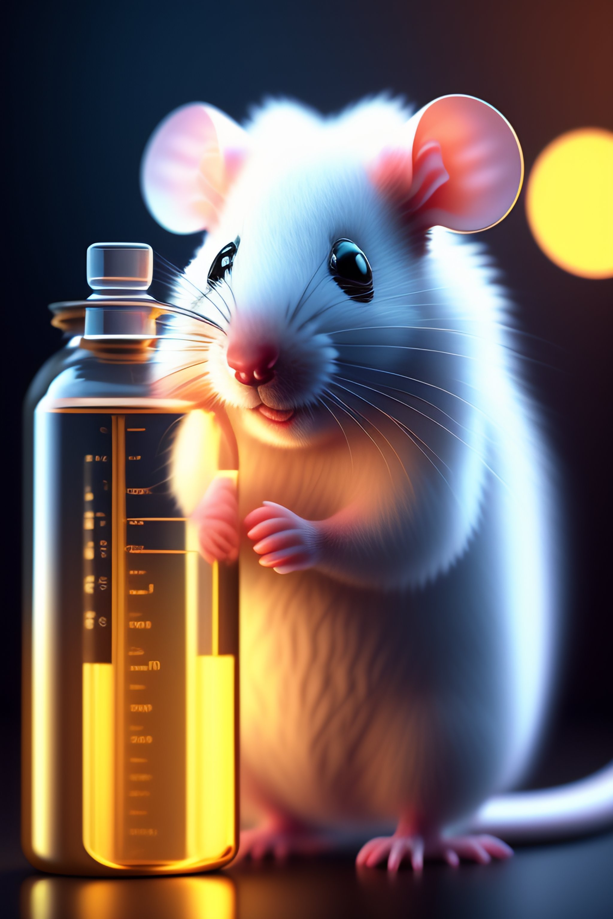 Lexica - A 3d render of a cute fuzzy pet rat dressed in a white lab ...