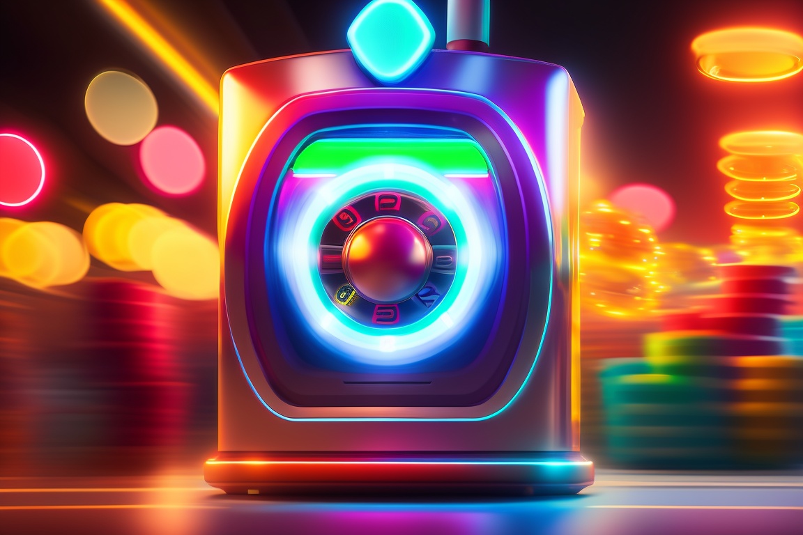 Lexica - Casino slot spinning, a three-reel slot machine with bright ...