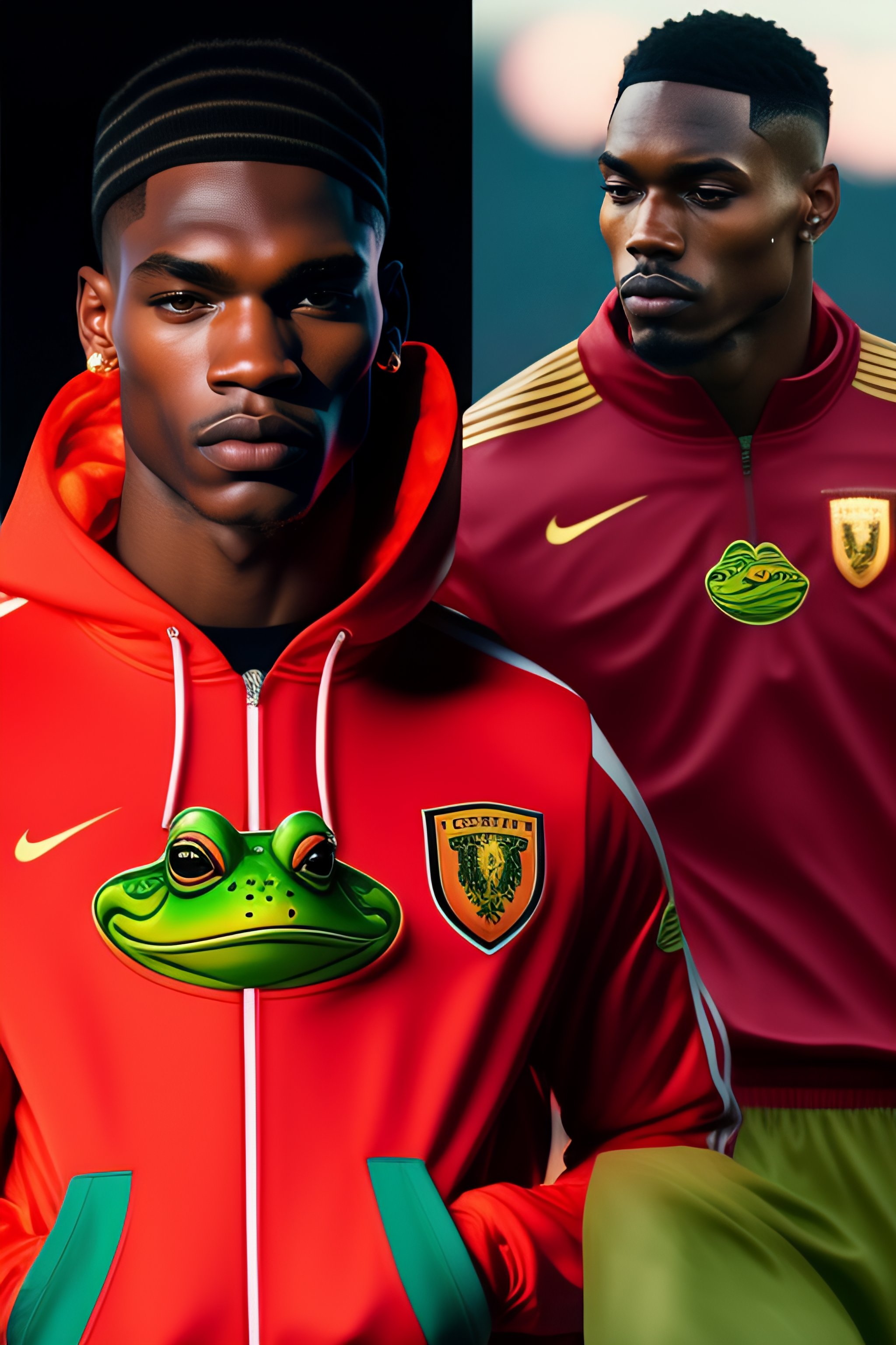 Lexica - Frog pepe, dressing a supreme tracksuit and gold chain