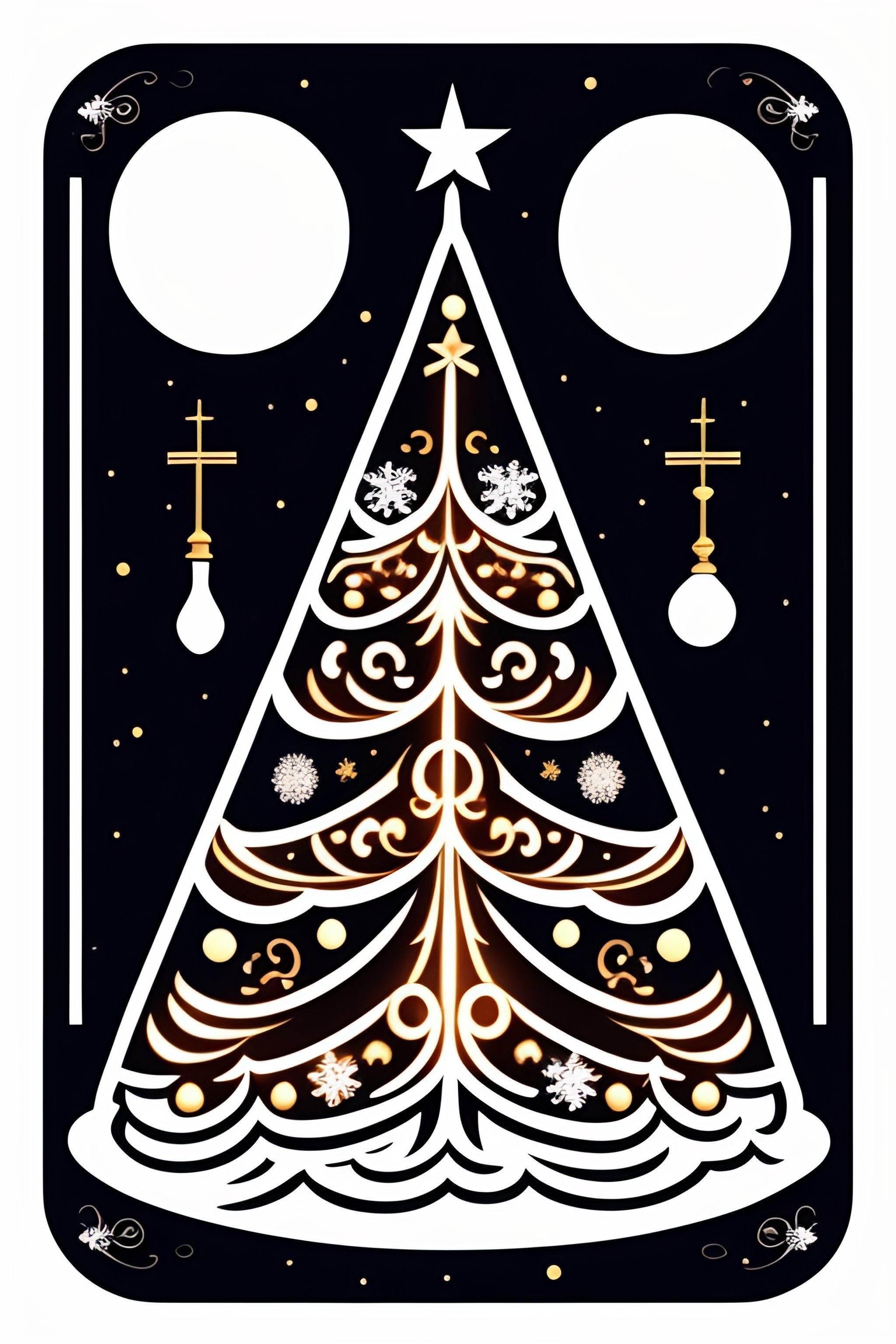 Lexica - Doodle Russian orthodox winter Christmas tree lights, sticker ...