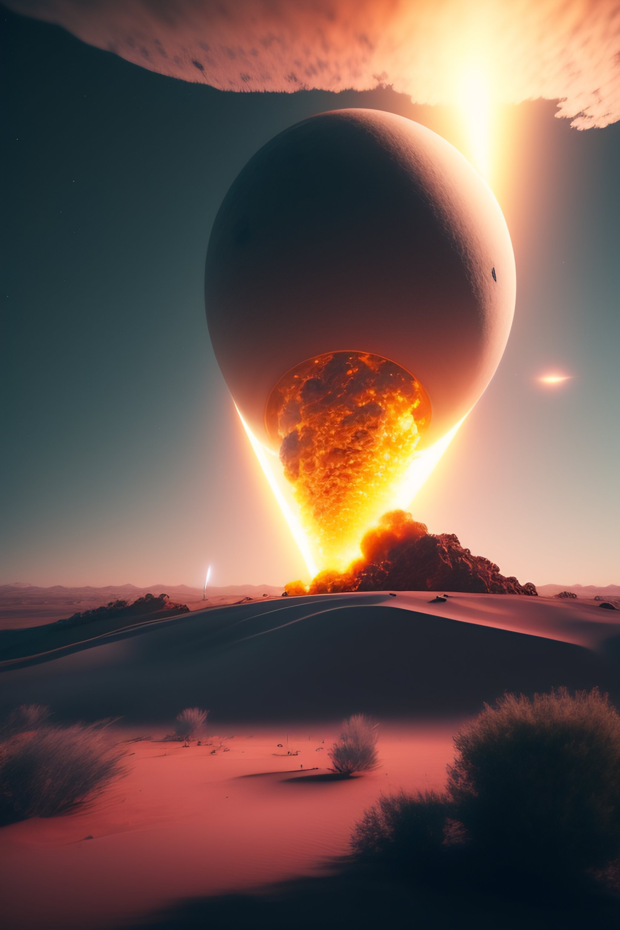 Lexica - Meteor hitting the ground, cinematic, detailled, 4k