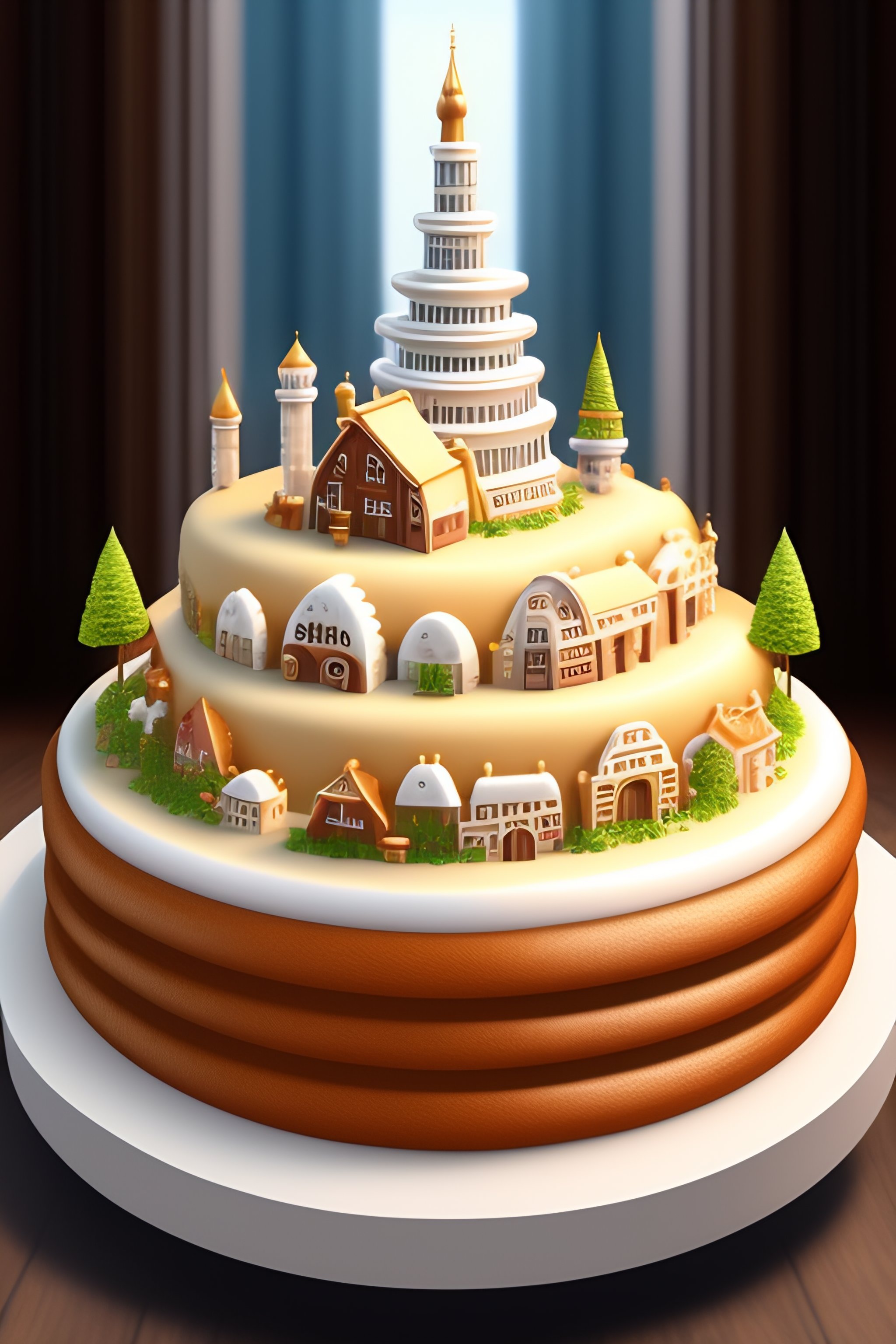 Lexica - Wedding Cake town prototype, white background
