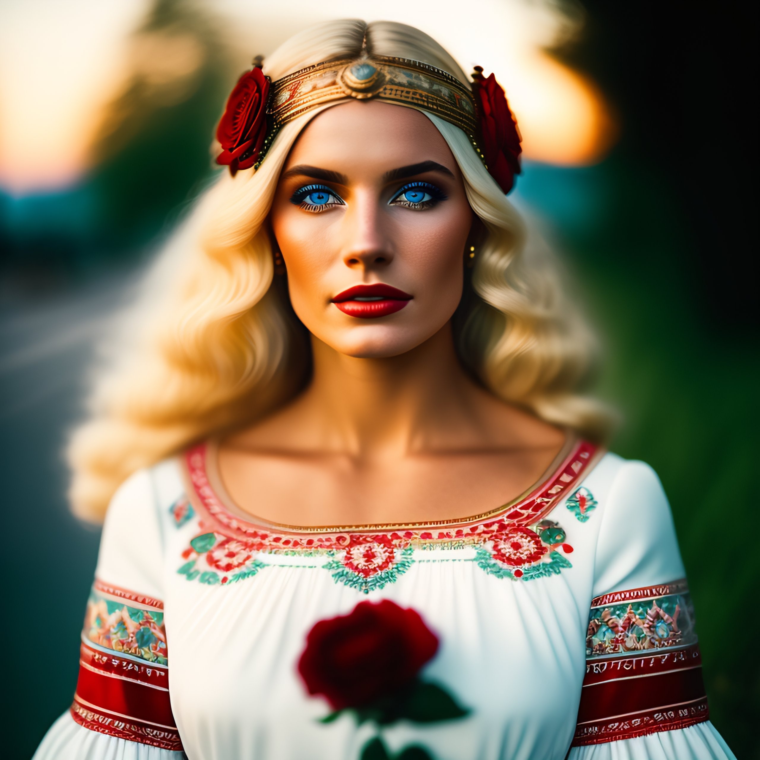 Lexica - Blonde, blue eyed female balkan woman in a white transparent ...