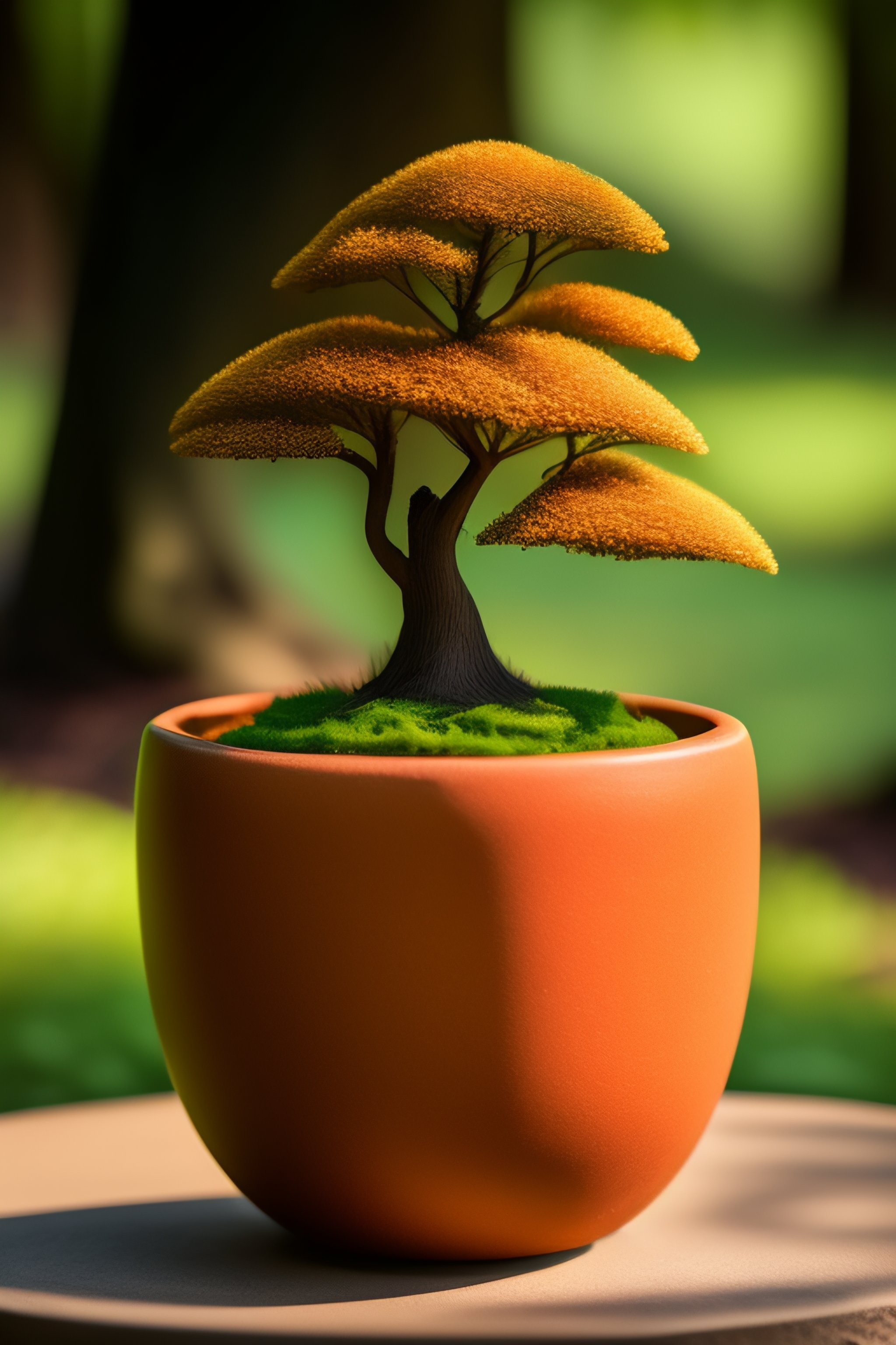 Lexica - Terracotta plant pot at the base of a tree, inside the pot is ...