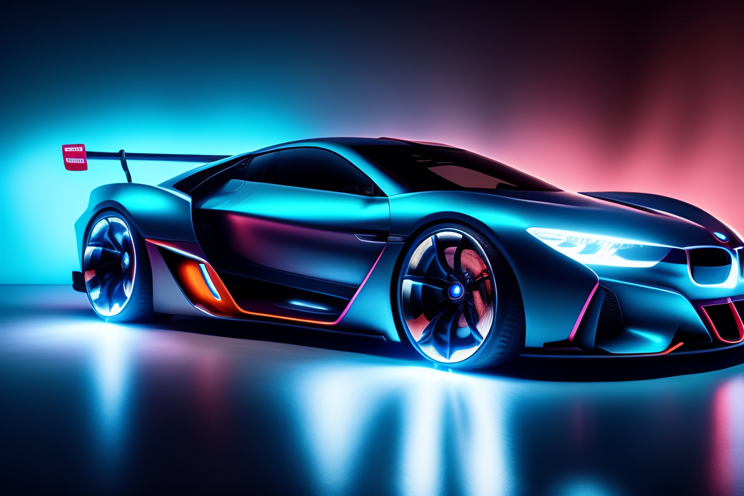 Lexica - Futuristic BMW supercar with glowing effects