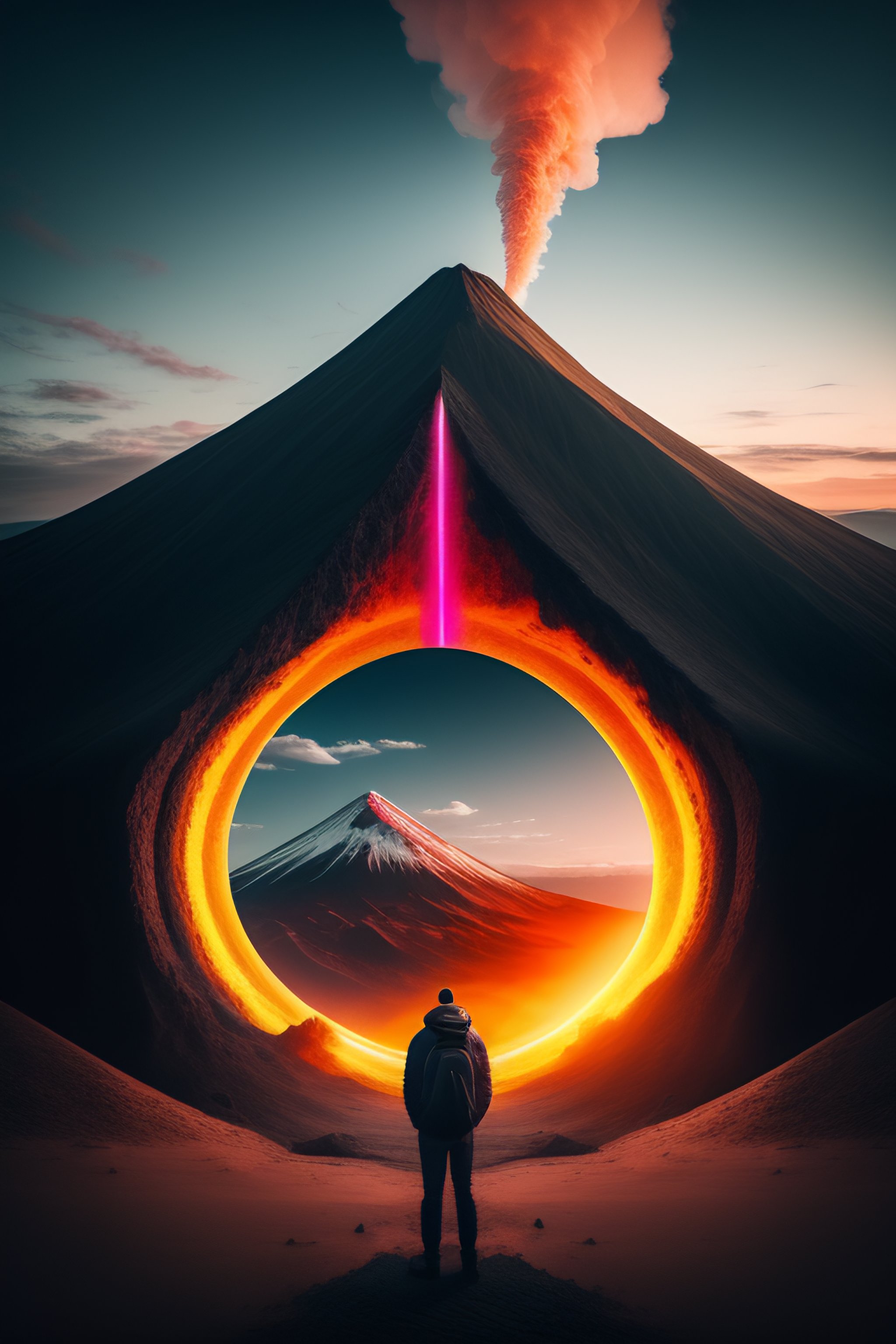 Lexica - Man trapped in a volcano