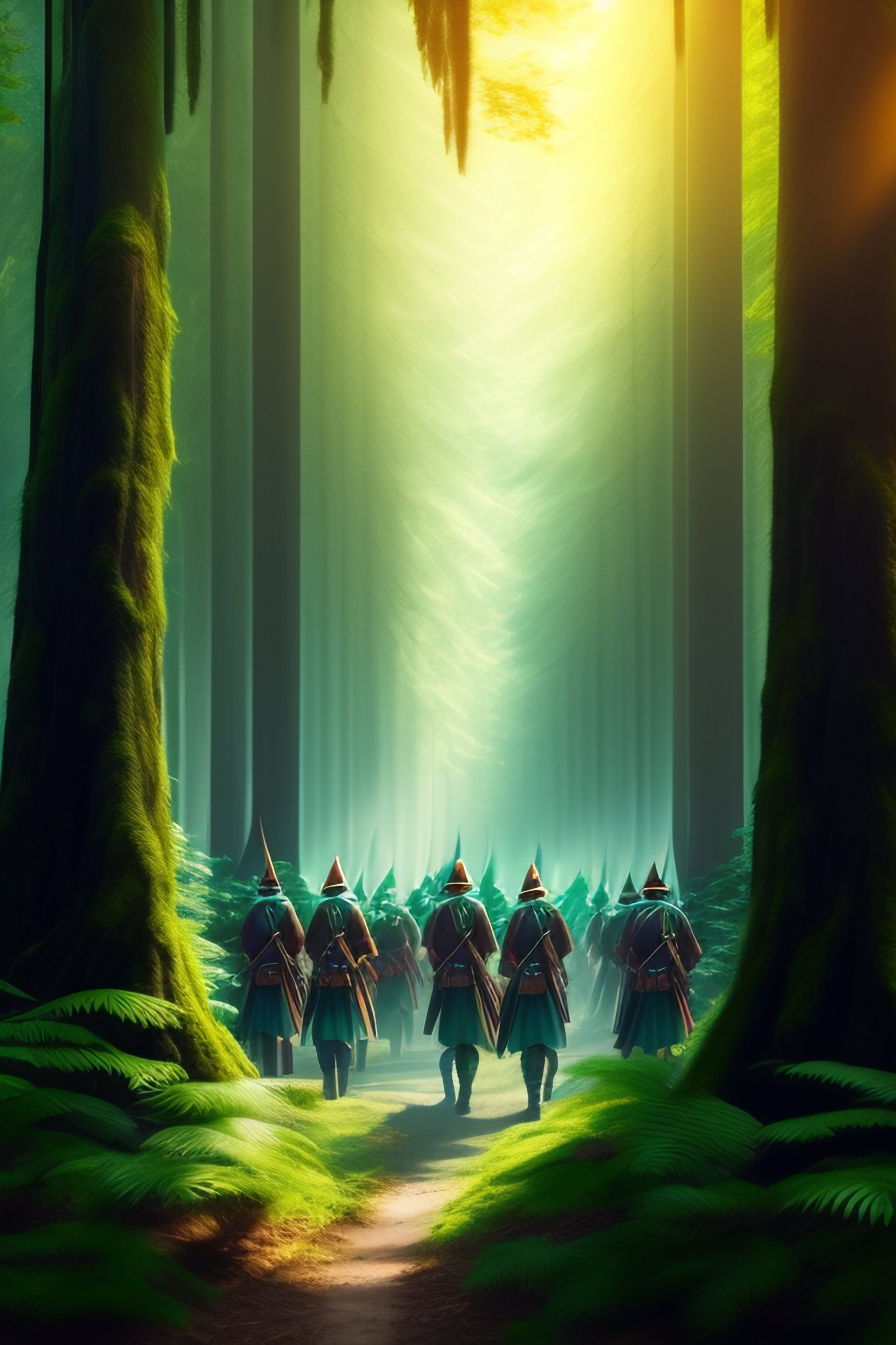 Lexica - An army of Elves marching through a forest with giant trees ...