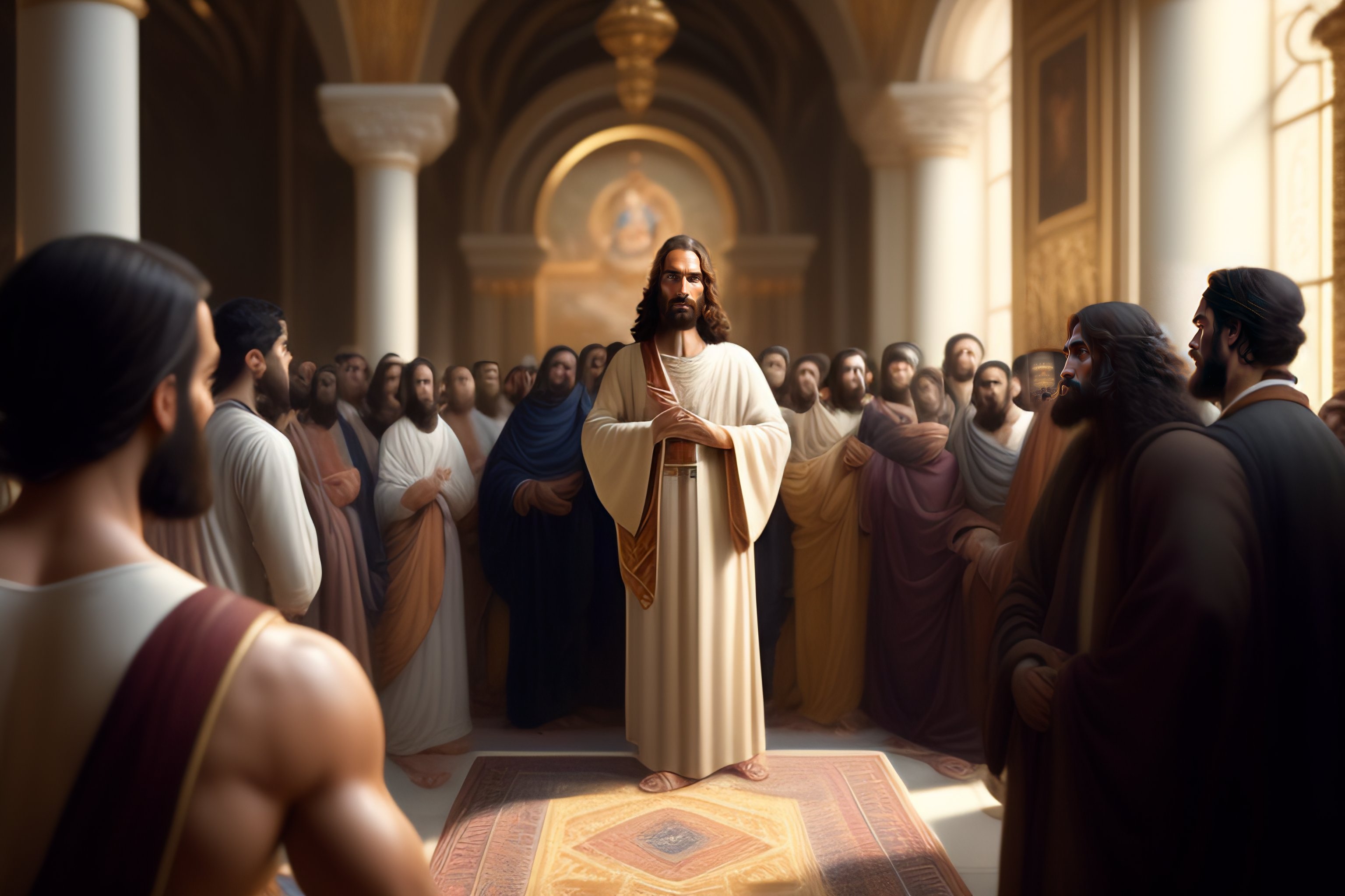 Lexica - Photo of Jesus, standing by a man lying on a mat, in the midst ...