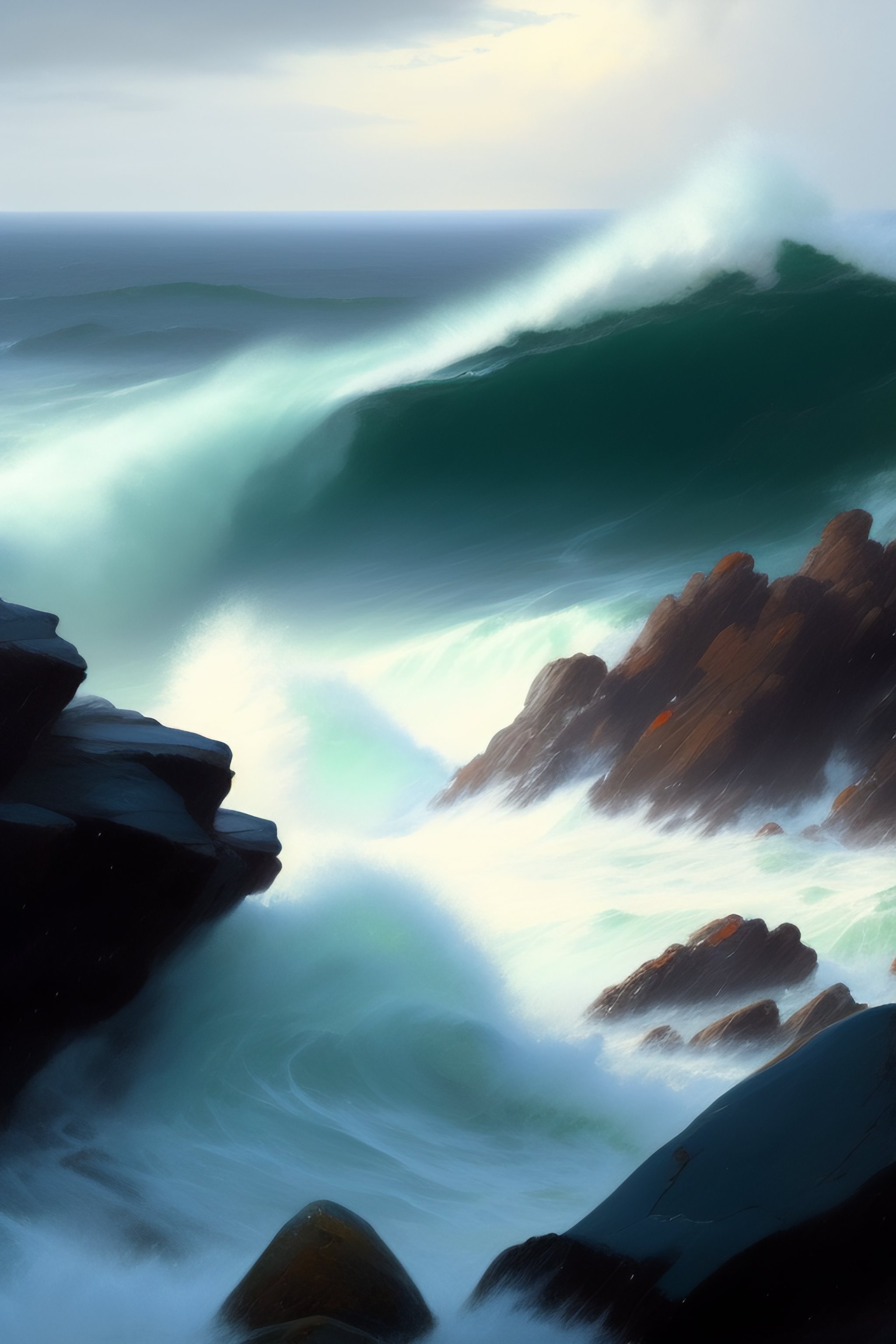 Lexica - Rocks being lashed by waves and singing, stormy weather, ocean ...