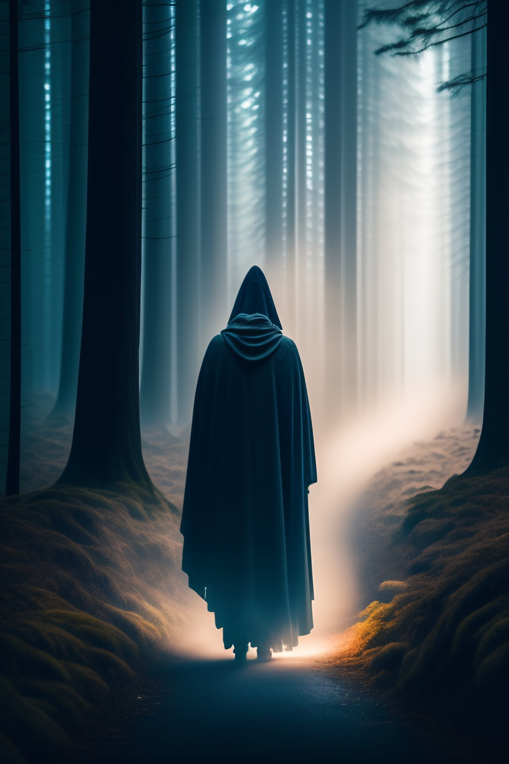 Lexica - Grim reaper, full body, skeleton face, foggy forrest, scary ...