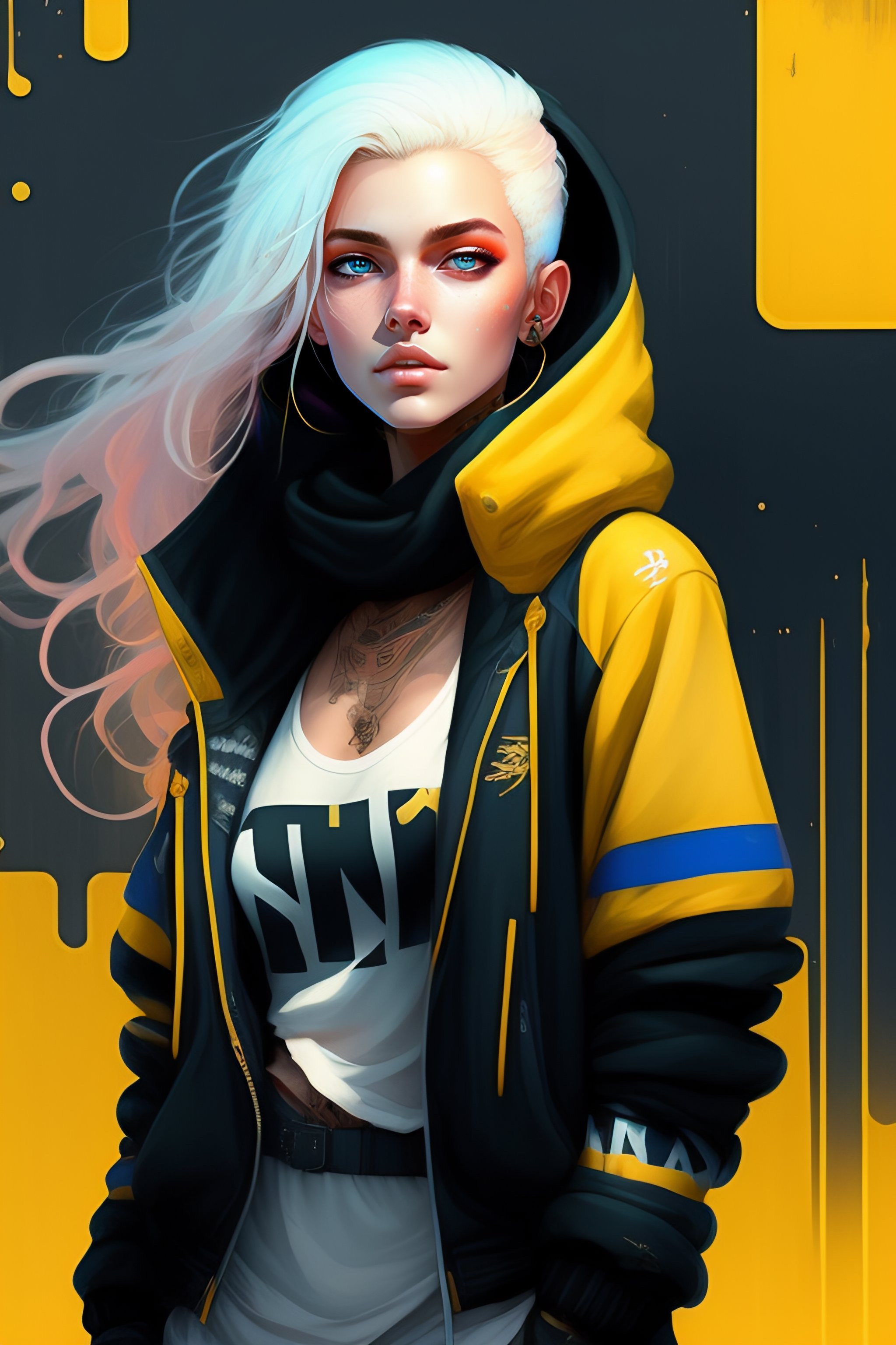 Lexica - Highly detailed portrait of a sewer punk lady student, blue ...