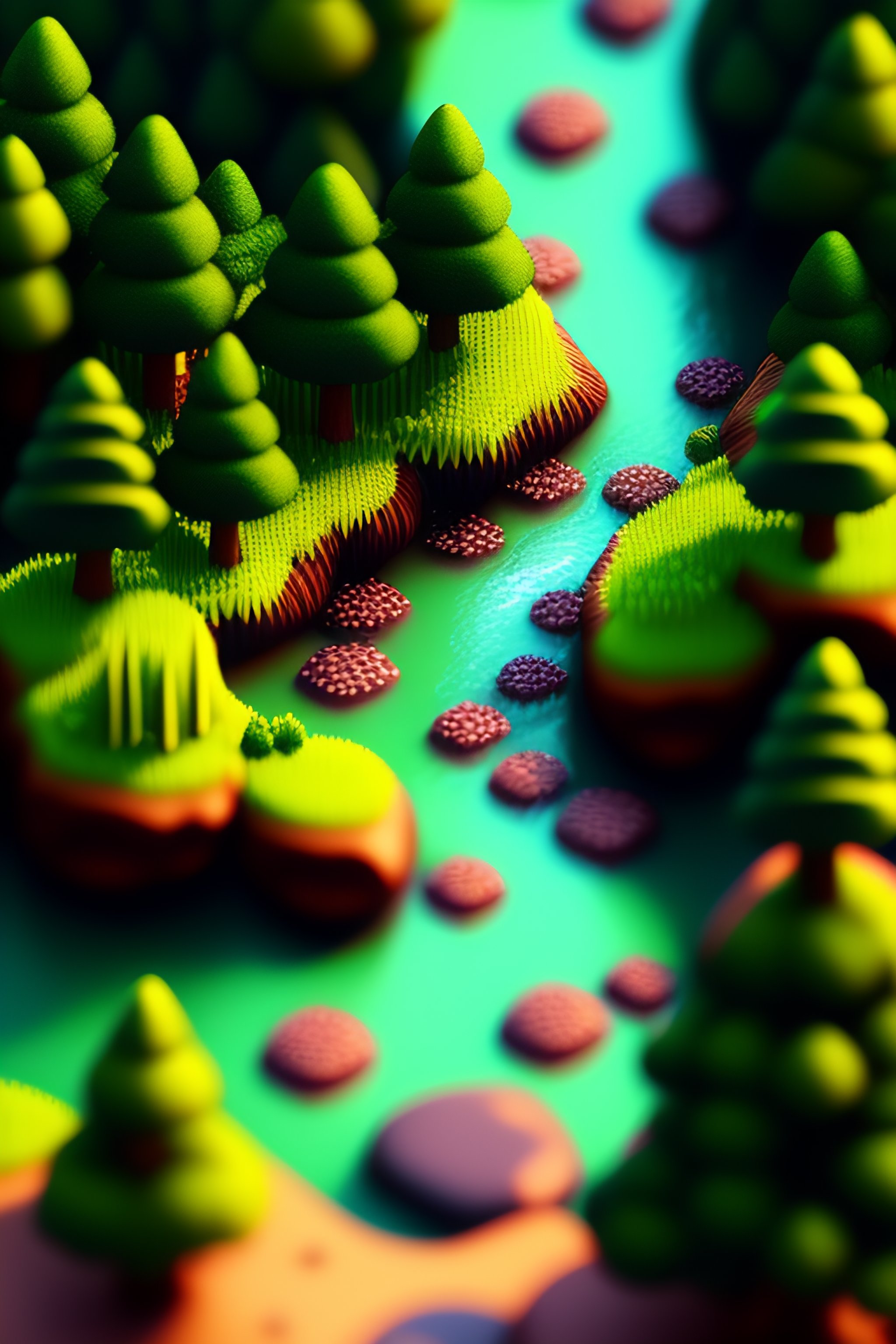 Lexica - Detailed isometric forest with river, heavy pixel art, c4d ...