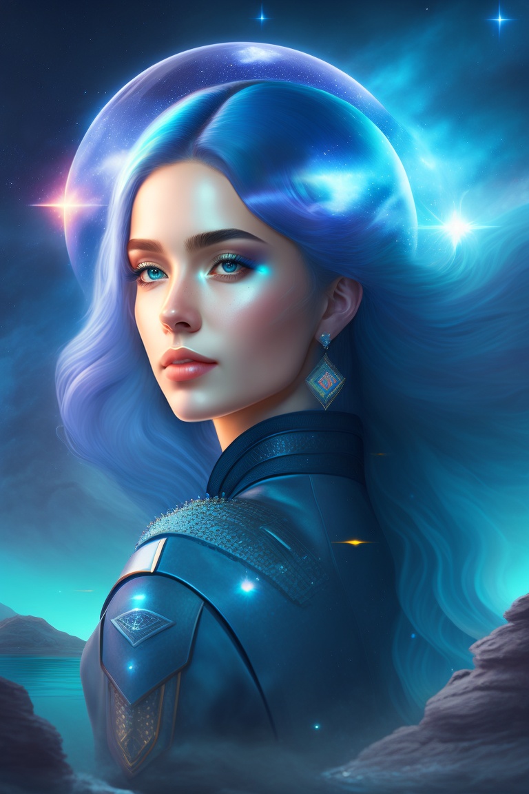 Lexica - A beautiful darck ligth blue hair young woman with light blue ...