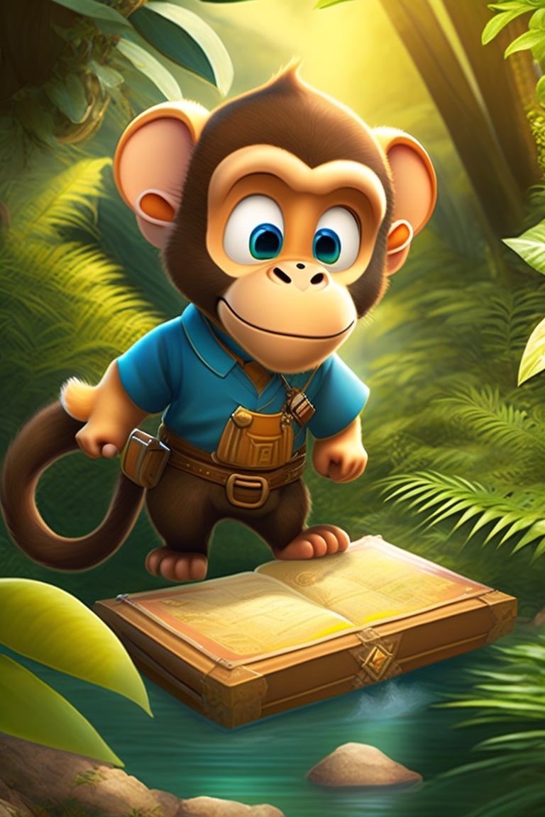 Lexica - In a dense jungle, a curious monkey named Milo discovers an ...