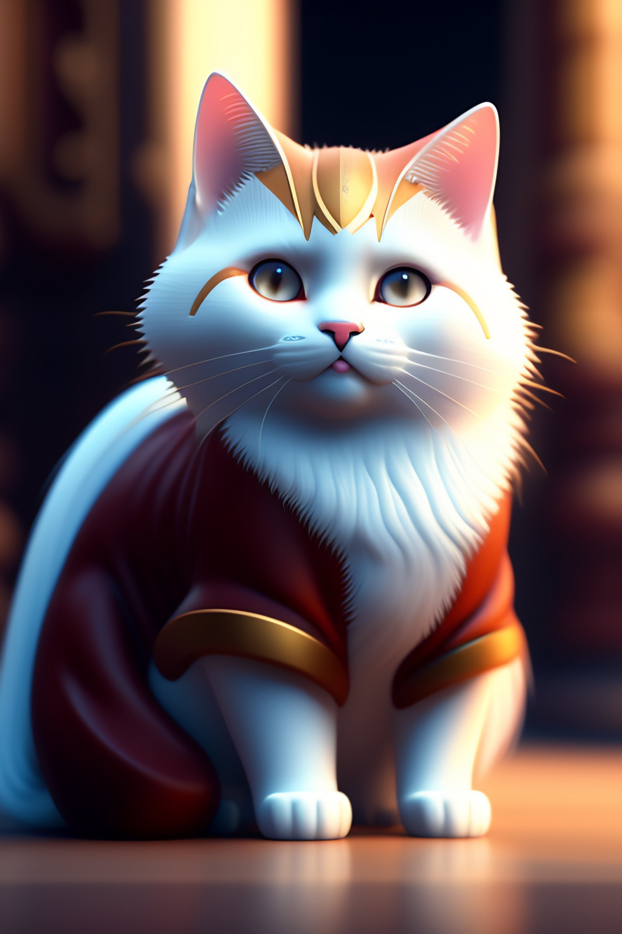 Lexica - Cute chibi white cat, presenting Lunar New Year, 3D, unreal engine