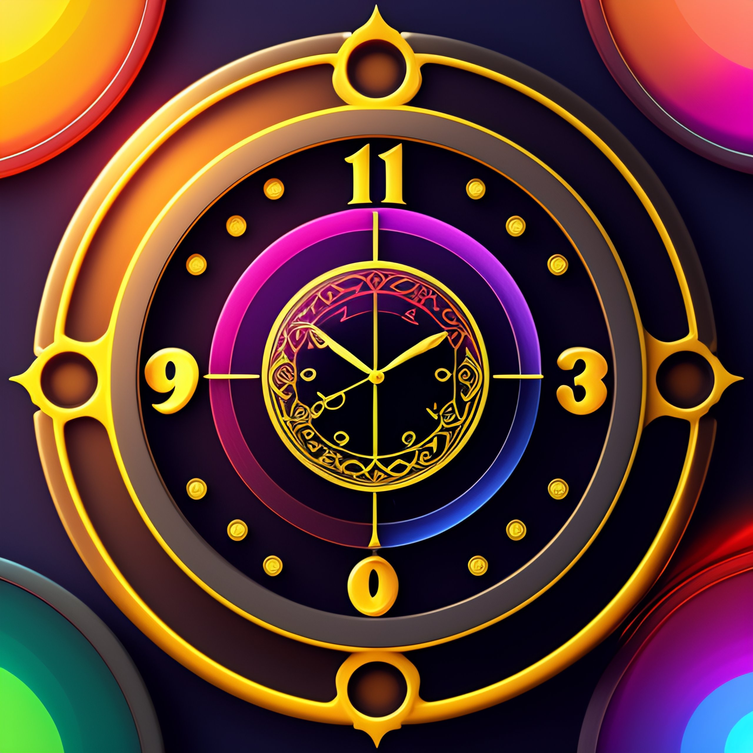 Lexica - An illustration of a psychedelic clock showing time 4:20
