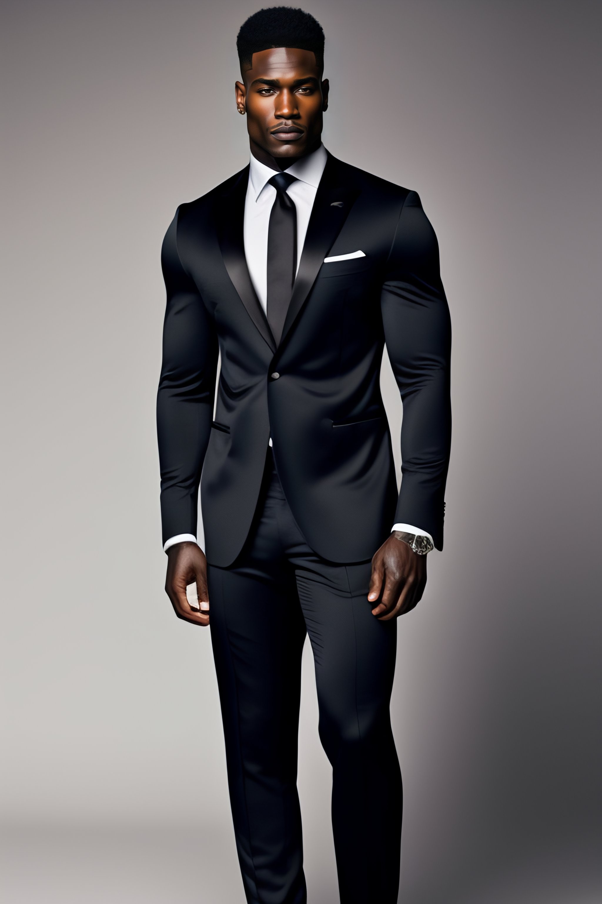Lexica - Black man wearing elegant cothes, close picture, masculine.