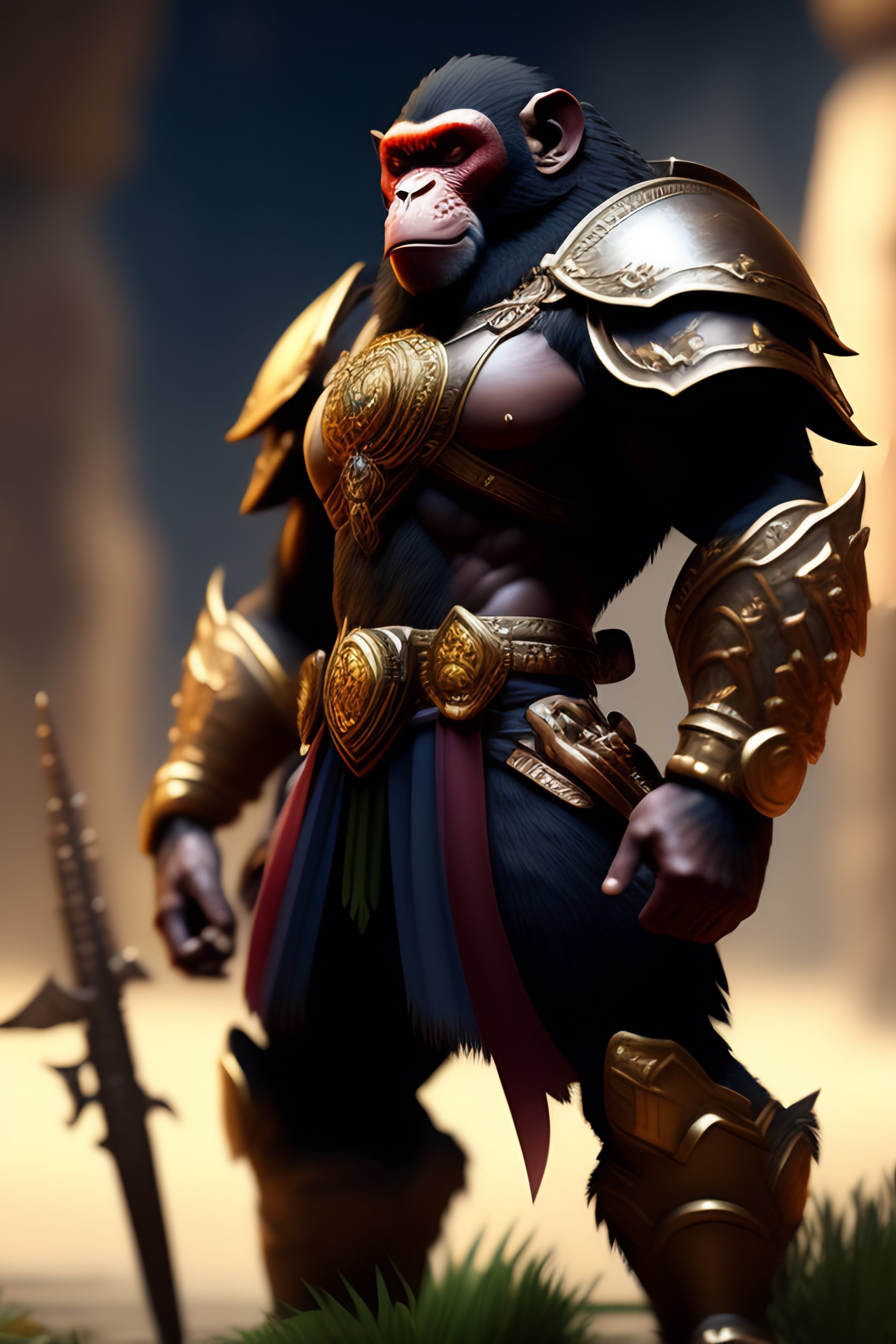 Lexica - Powerful Monkey Armored , Realistic , detailed, Rpg style ...