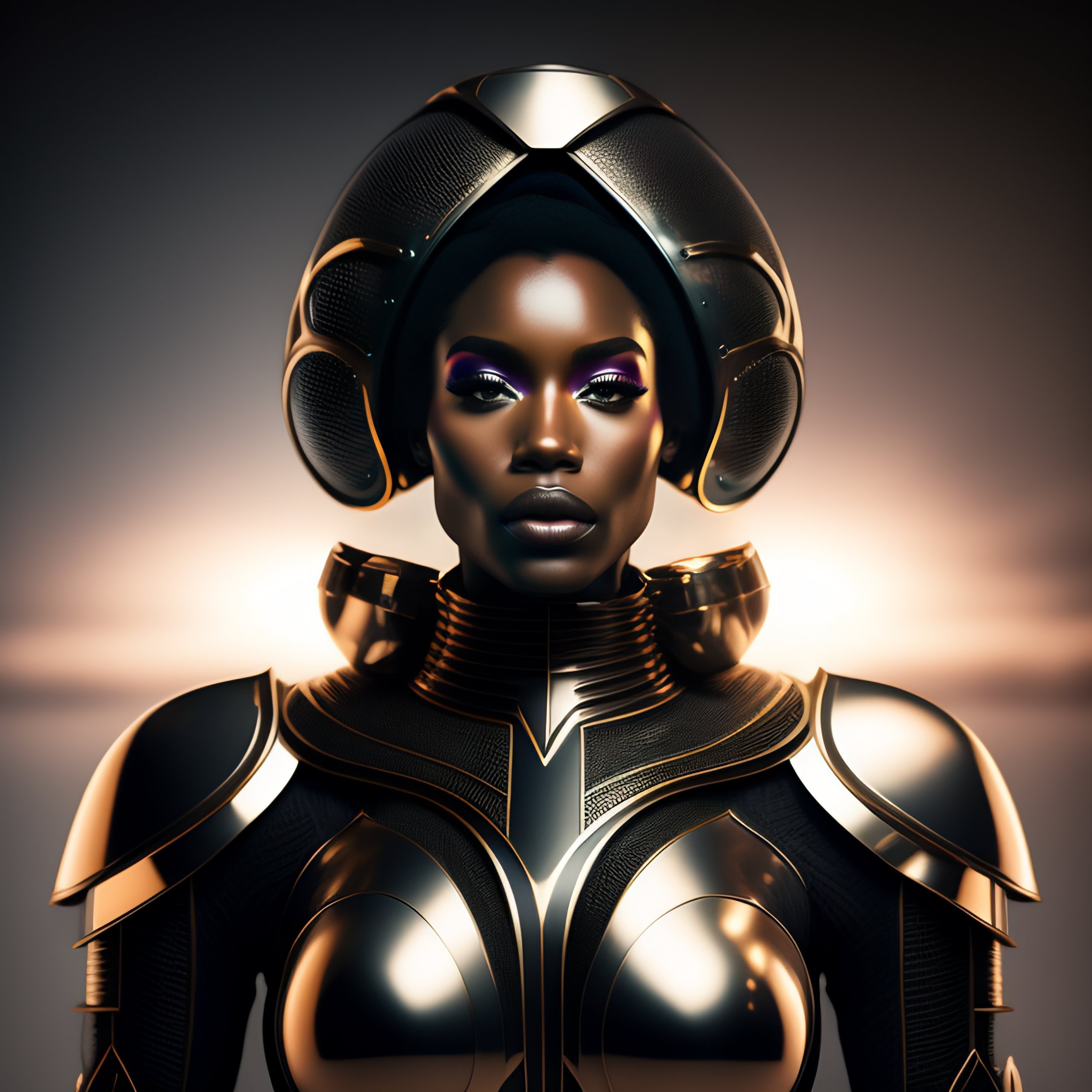 Lexica - Symmetrical portrait photograph of beautiful black alien space ...