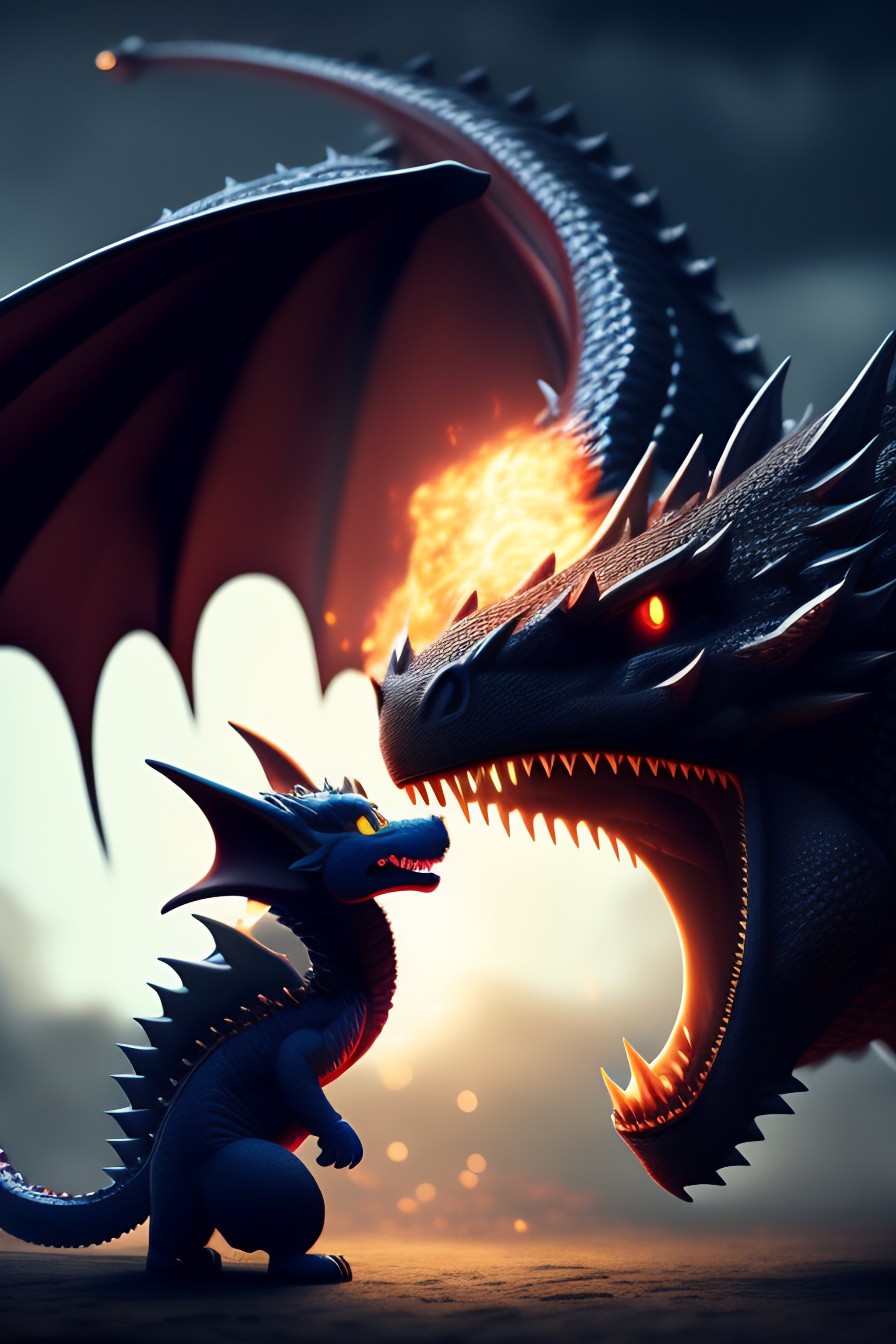 Lexica - An intense battle between a dragon and a man, pixar style ...