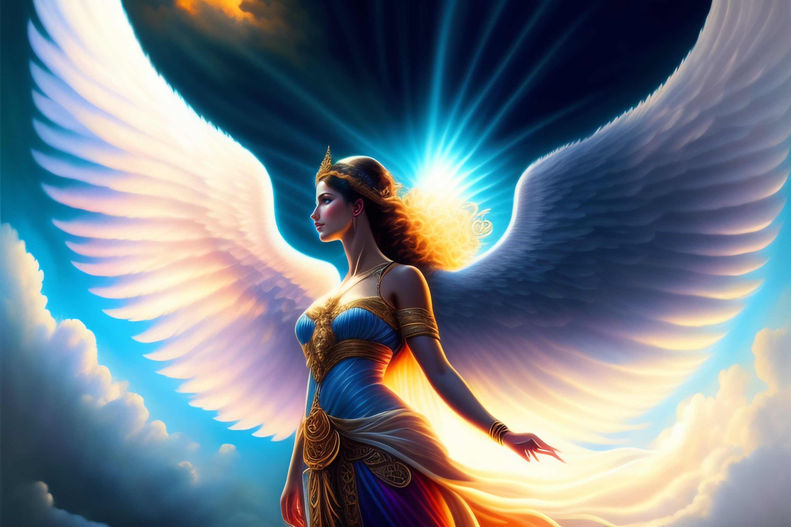 Lexica - Horizontal background, with clouds, splendor, angelic, rays of ...