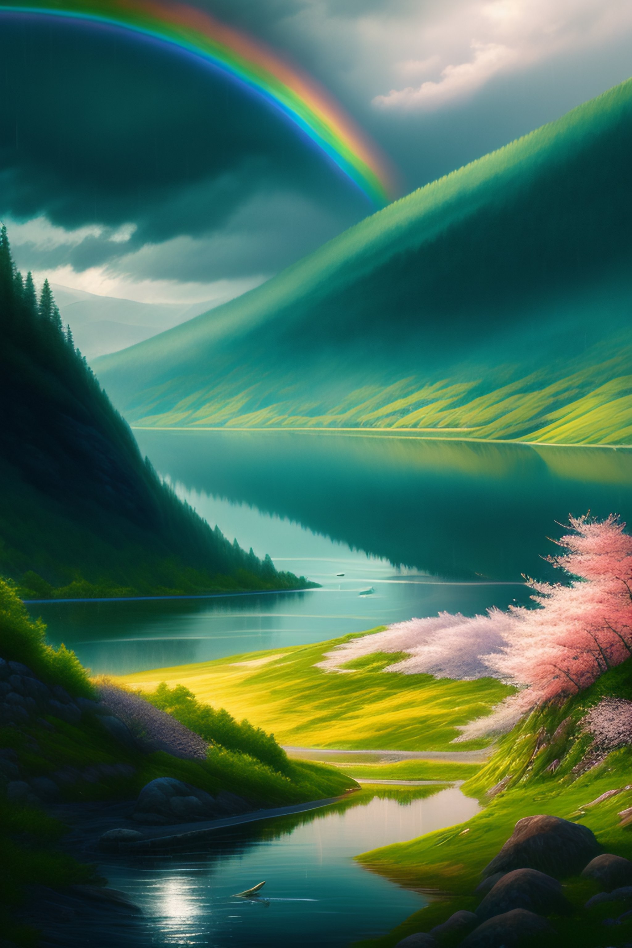 Lexica - Hyper detailed landscape, Thunder rumbled and it rained, and ...