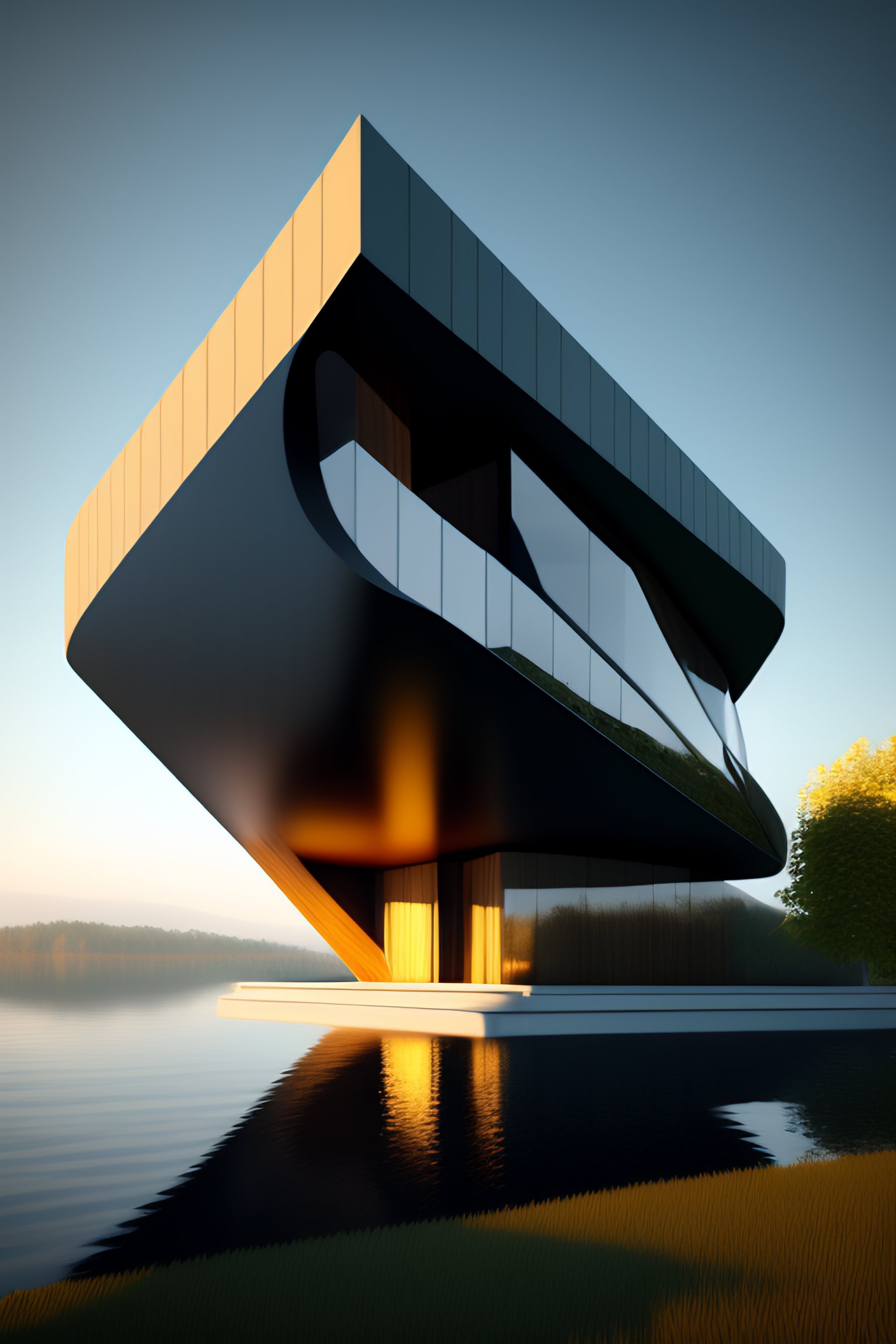 Lexica - Organic house next to the lake, zaha hadid, render, 8k ...
