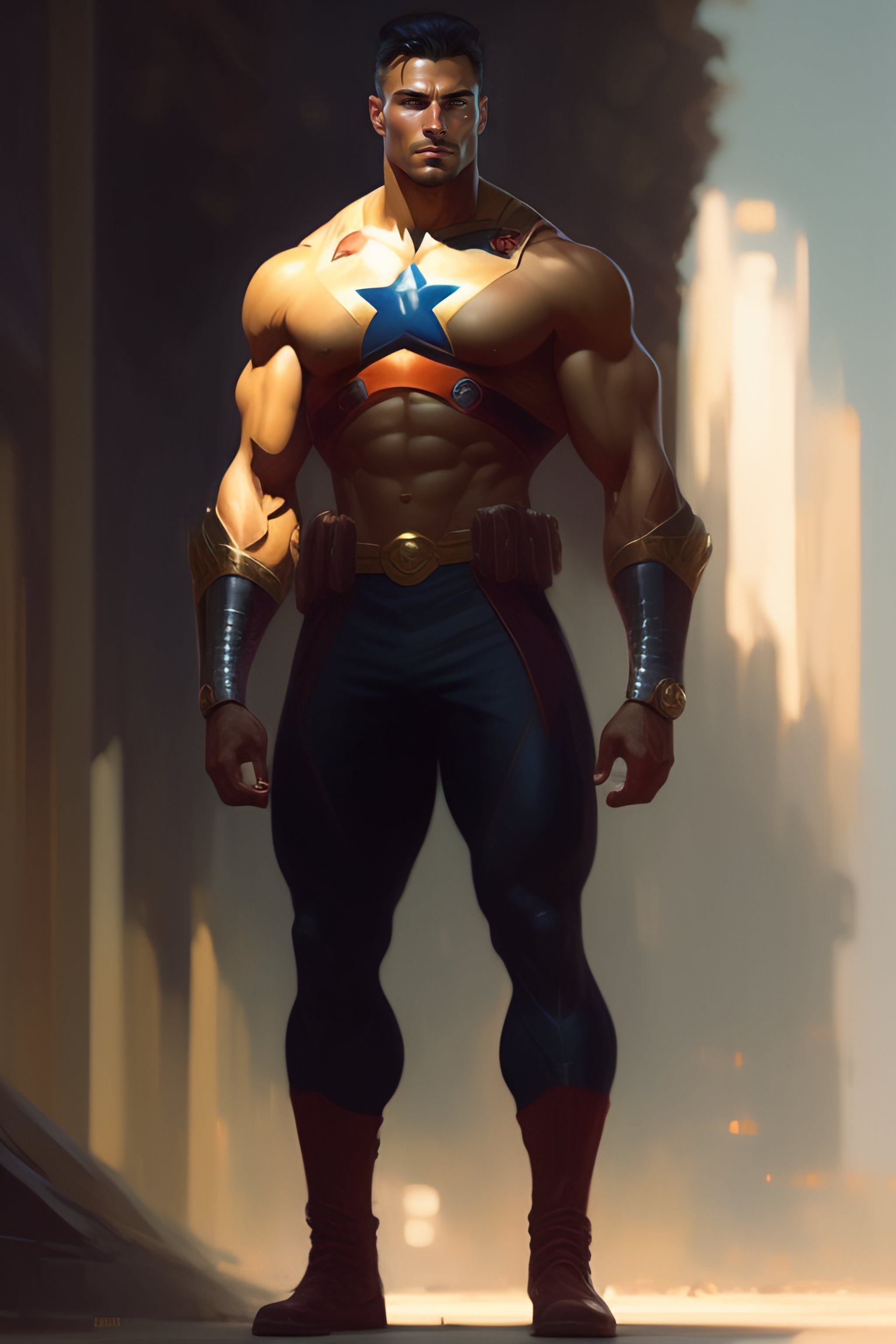 Lexica - Full body potrait thin muscular captain america standing with ...