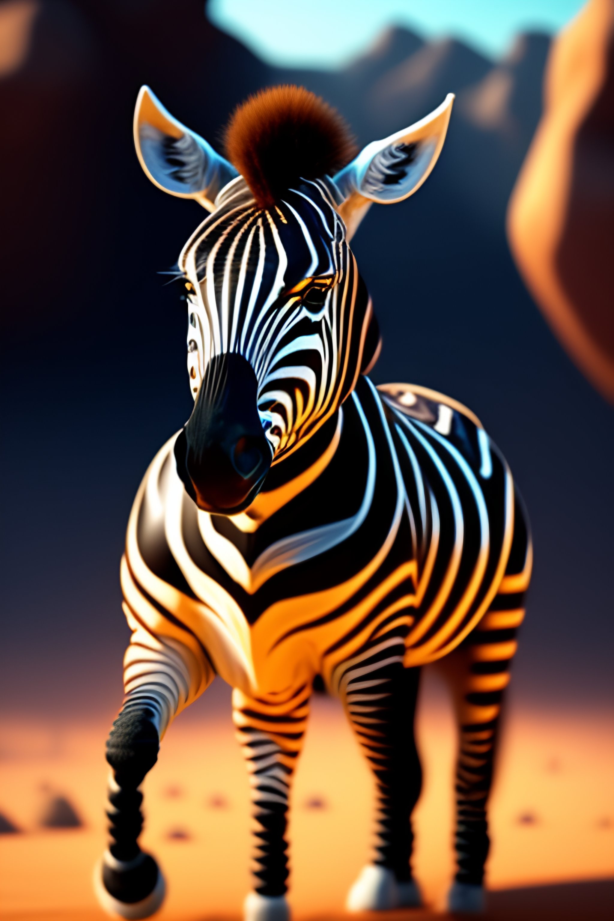 Lexica - Zebra pixar cute hd 4k realistic 3d warrior armor space