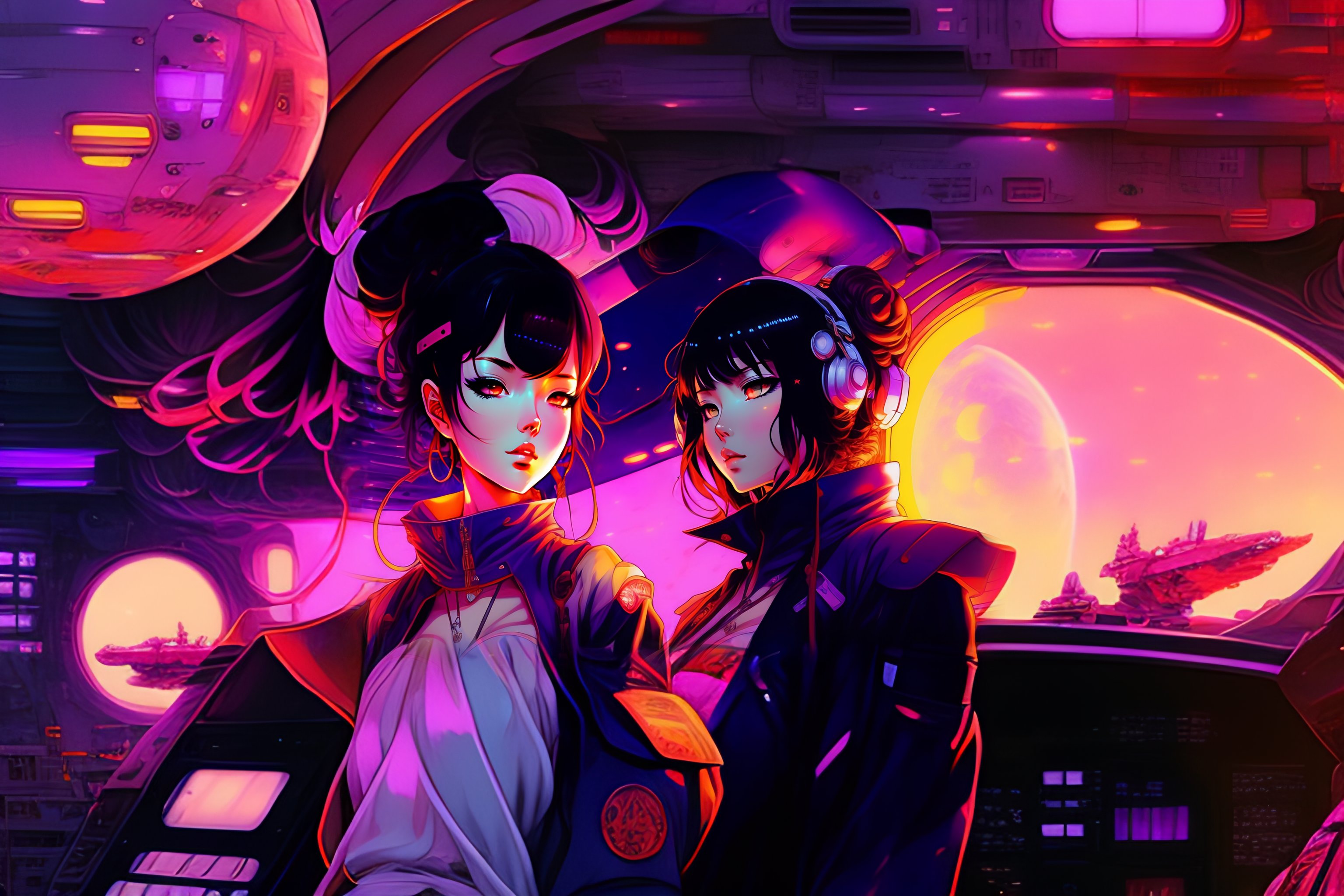 Lexica - Anime style. cluttered starship interior; by kaethe butcher ...