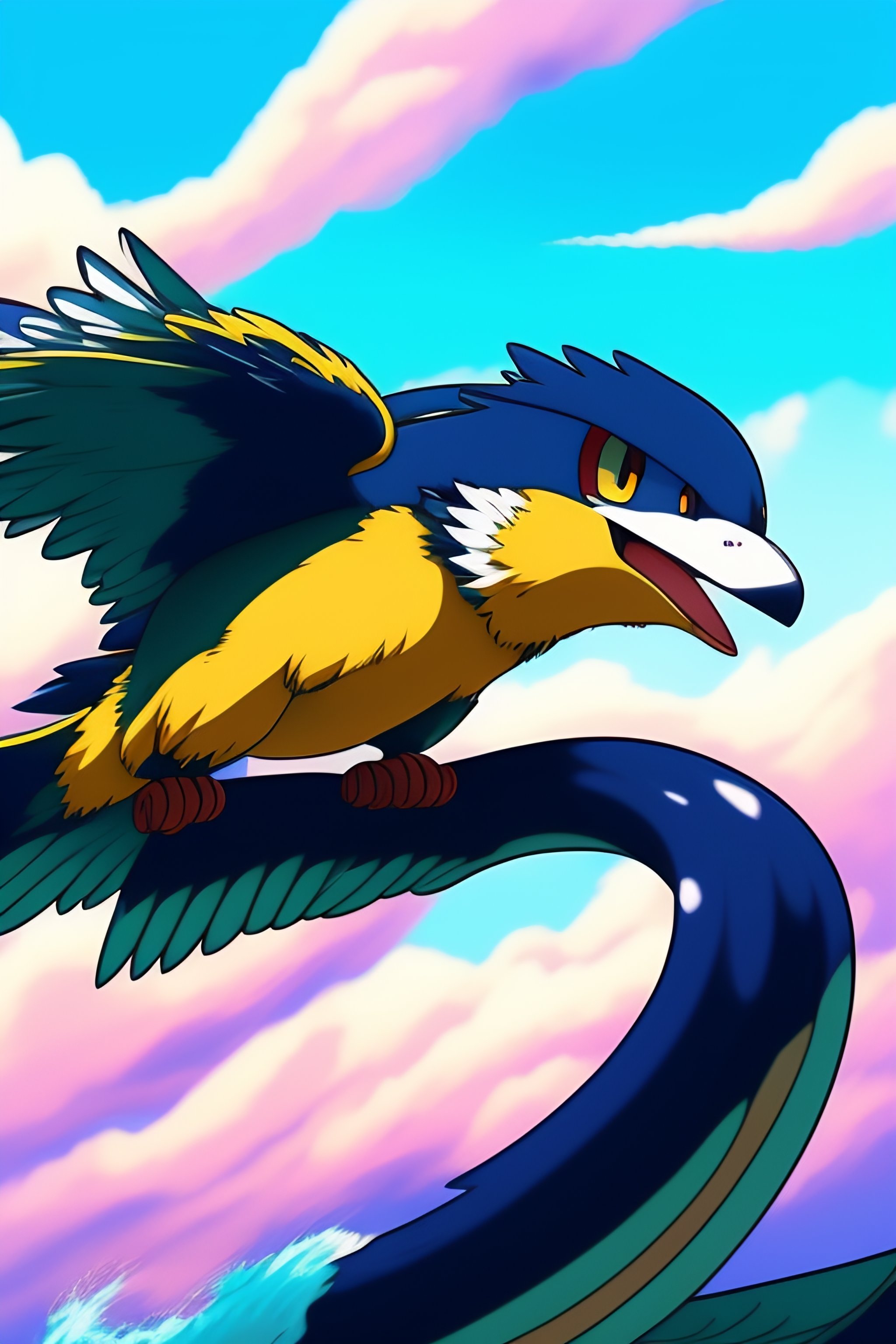Lexica - Anime illustration of a Pokemon Blue Coloured Seahawk