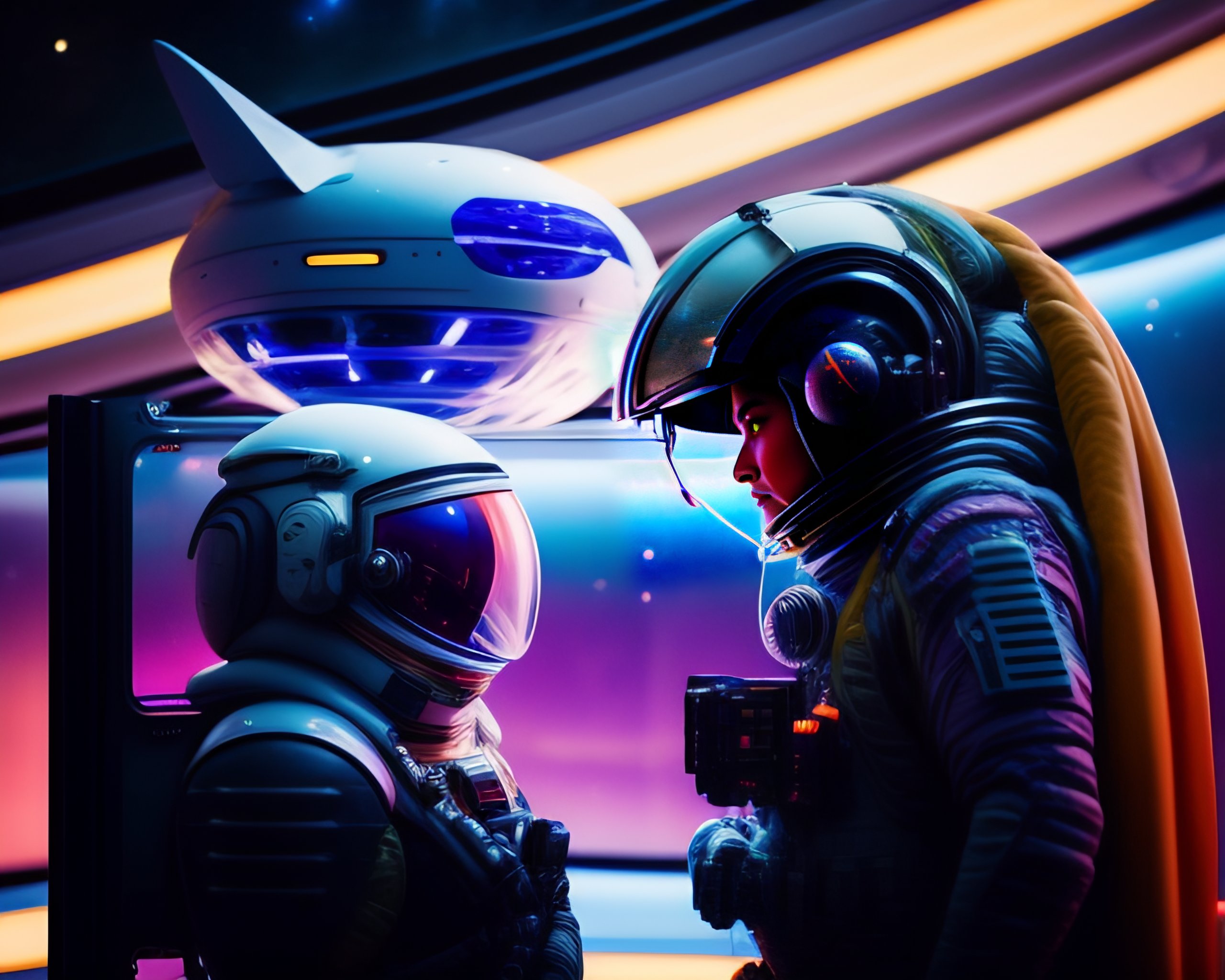 Lexica - Odd alien talking with bounty hunter in space station.