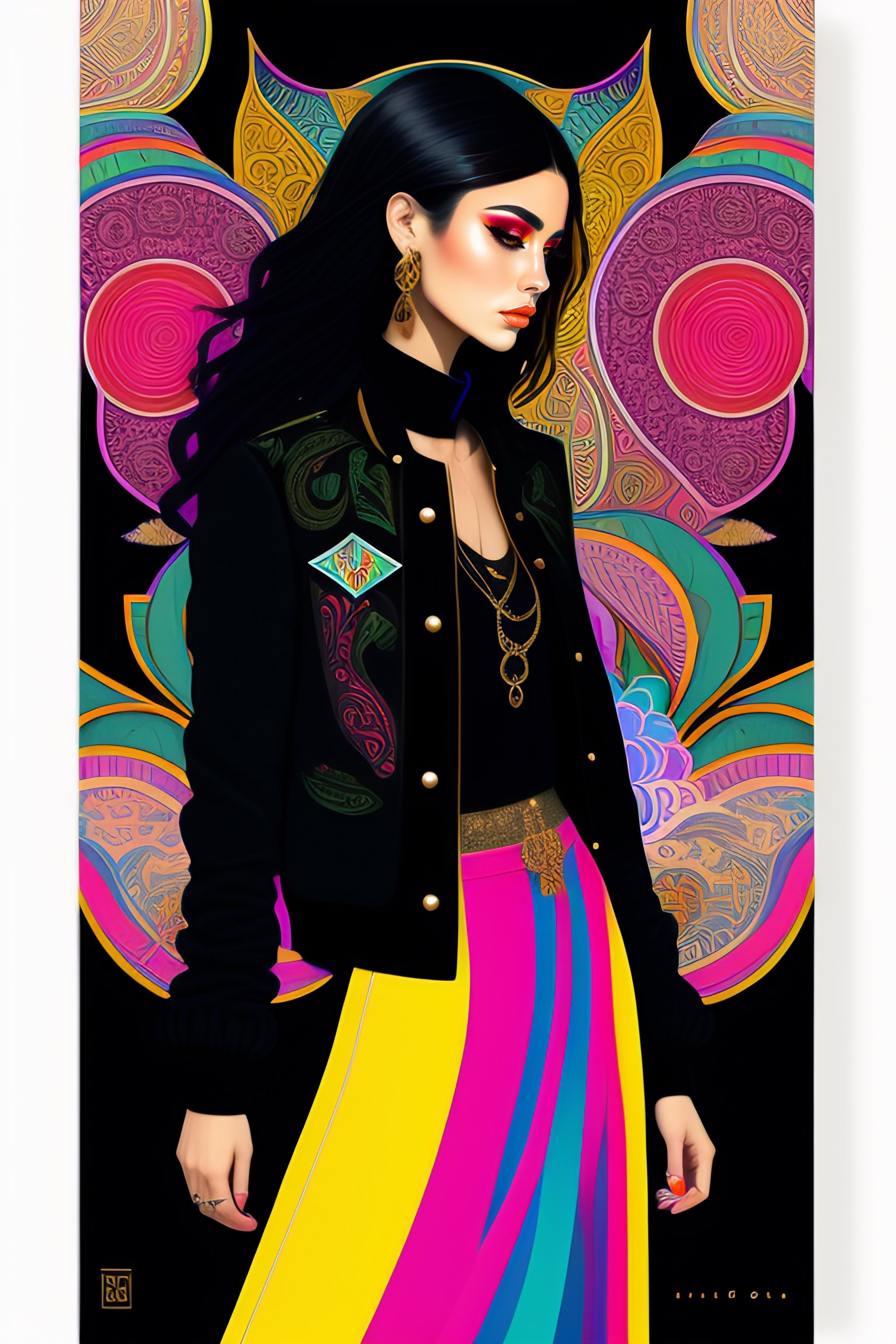 Lexica - Blocky line drawing of an Androgynous trans goth girl in a ...