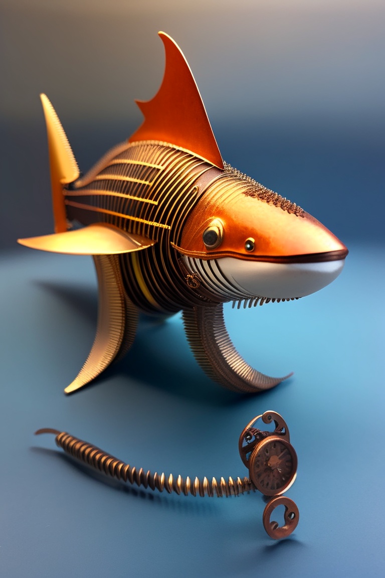 Lexica - A steampunk shark made out of rusted spring coils, copper ...