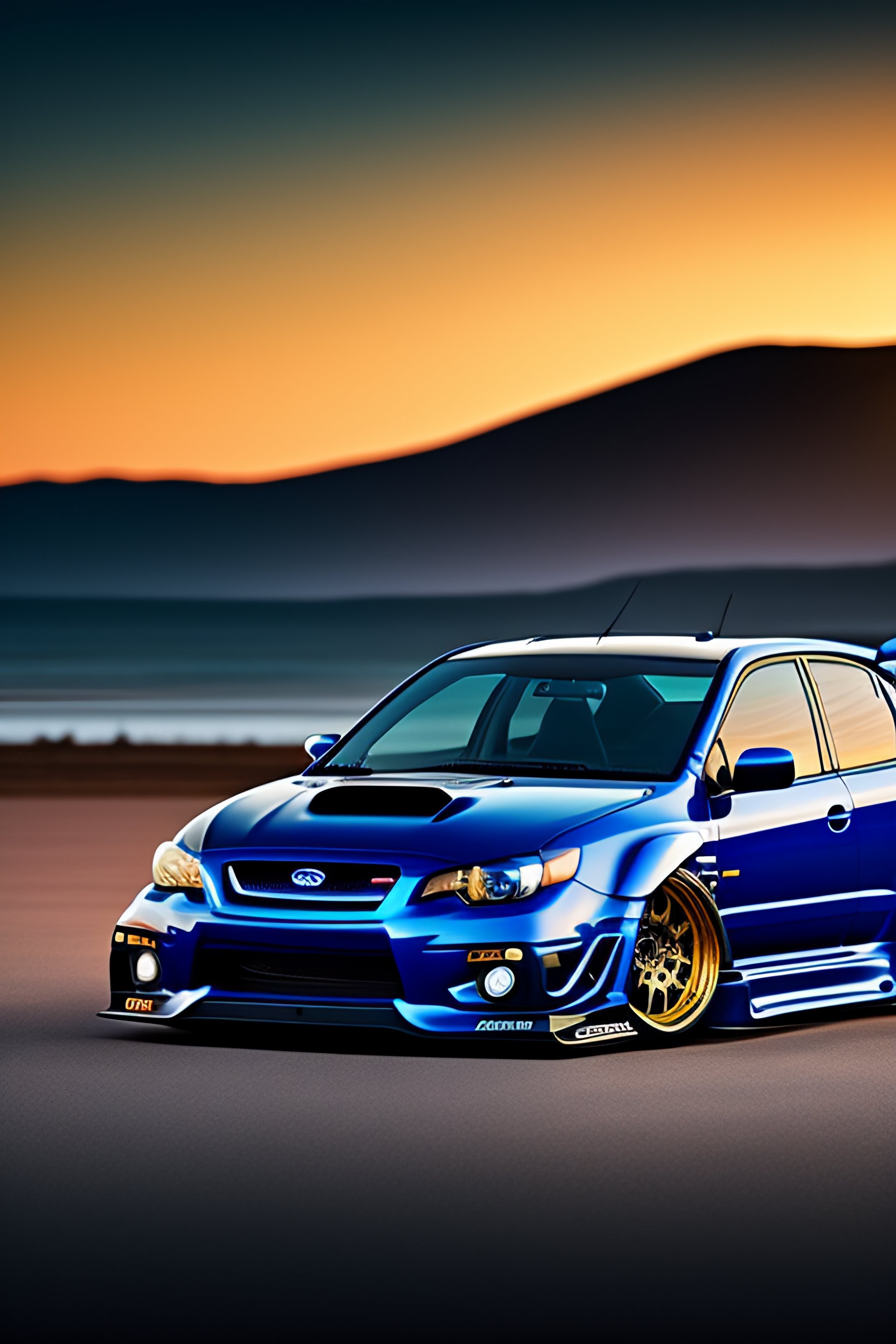Lexica - An subaru wrx 2004 blue, tunning, render, octane in a night time